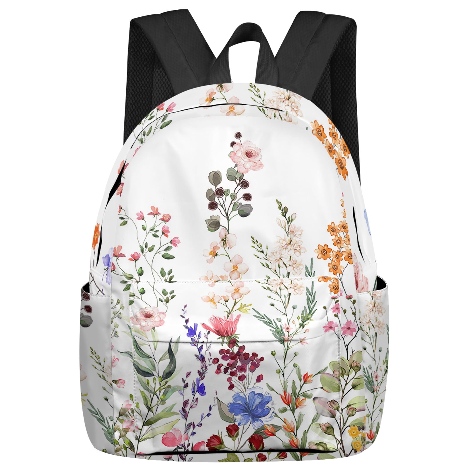 Herbal Plant Floral Texture Backpacks Custom Student Bags Laptop ...