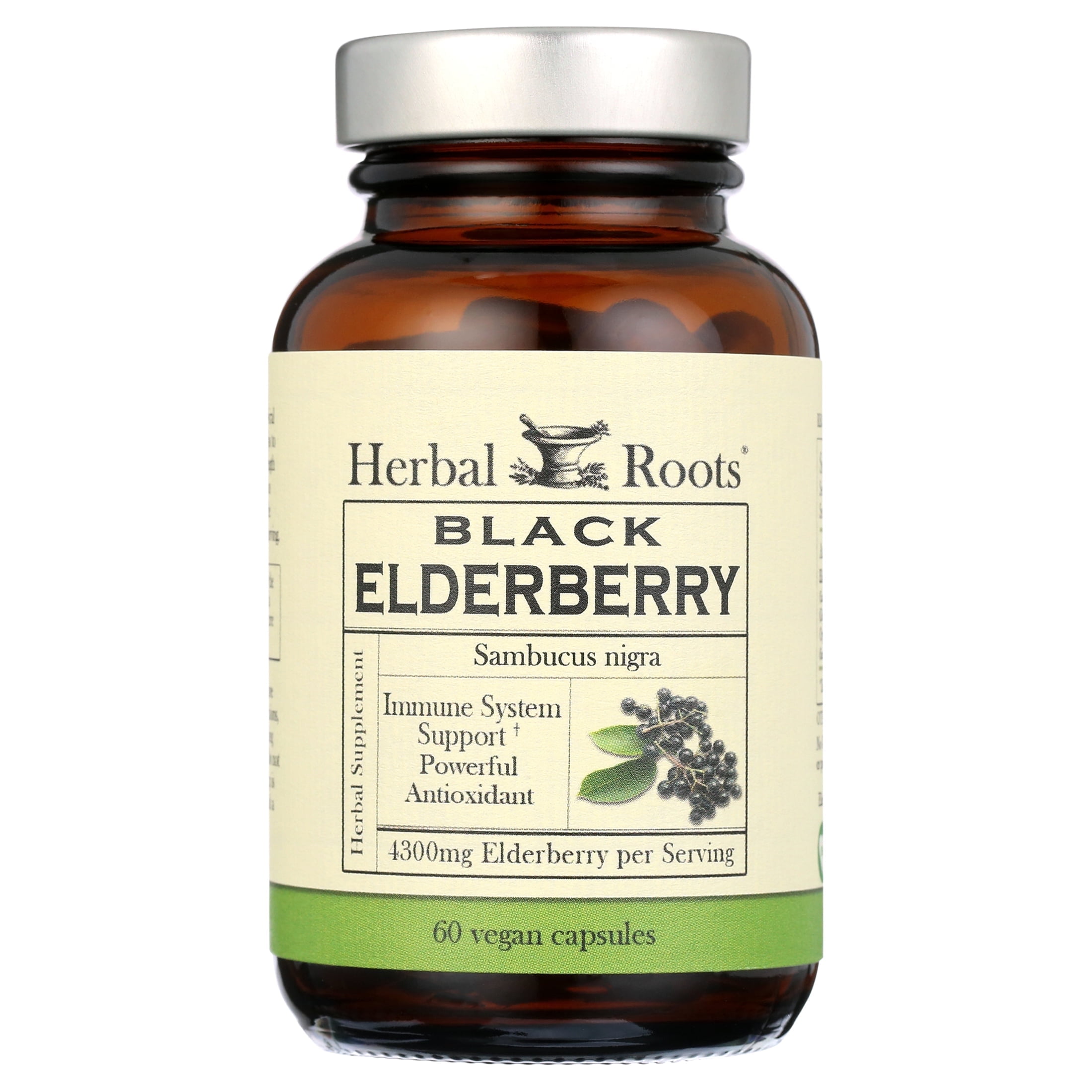 Herbal Roots Organic Black Elderberry Extract Capsules, Max Strength 4 ...