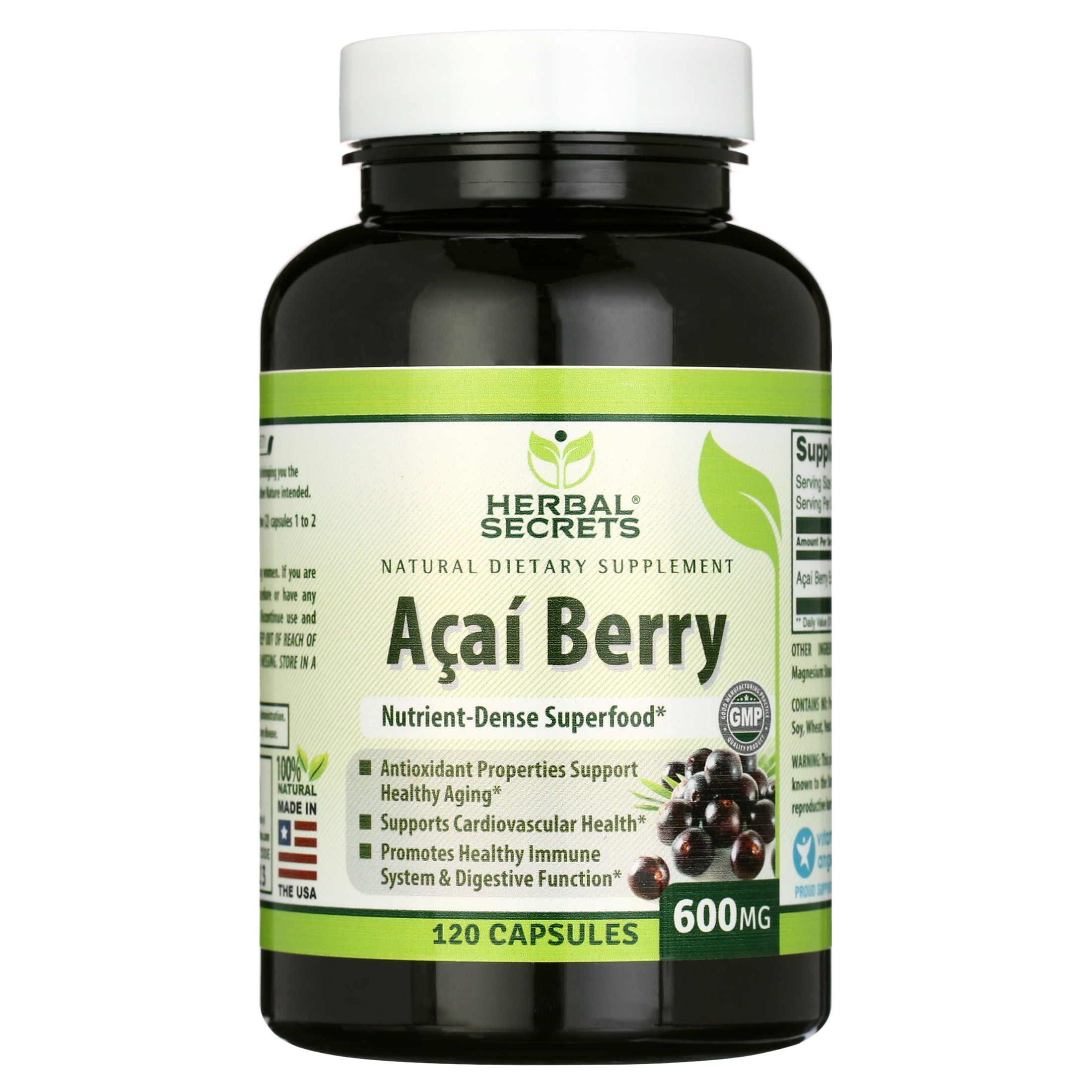 Herbal Secrets Acai 600 Mg 120 Capsules - Walmart.com