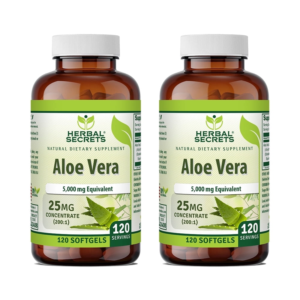 Herbal Secrets Aloe Vera 5000mg Per Serving 120 Softgels Supplement ...