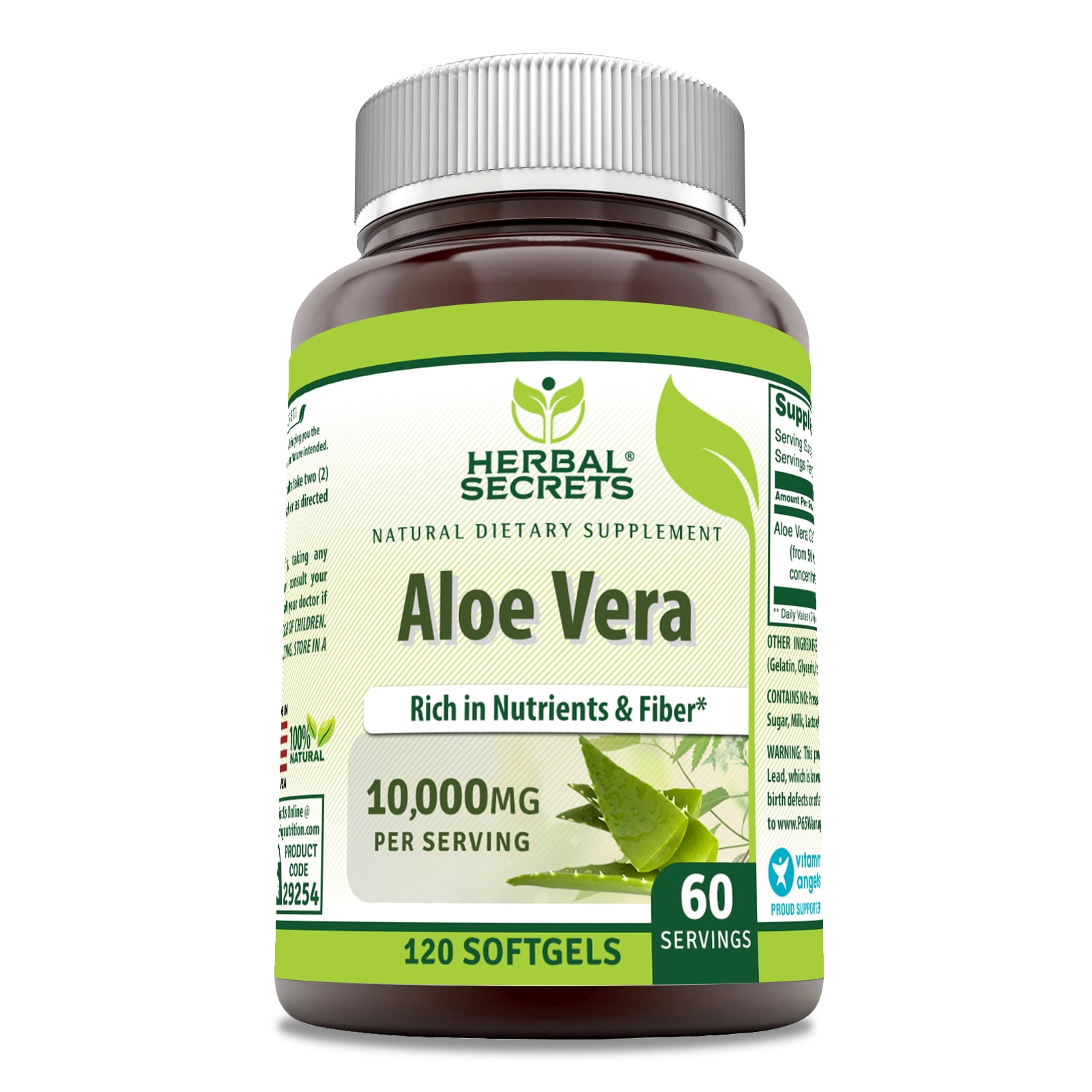 Herbal Secrets Aloe Vera, Extra Virgin Olive Oil, 10000 Mg, 120 ...