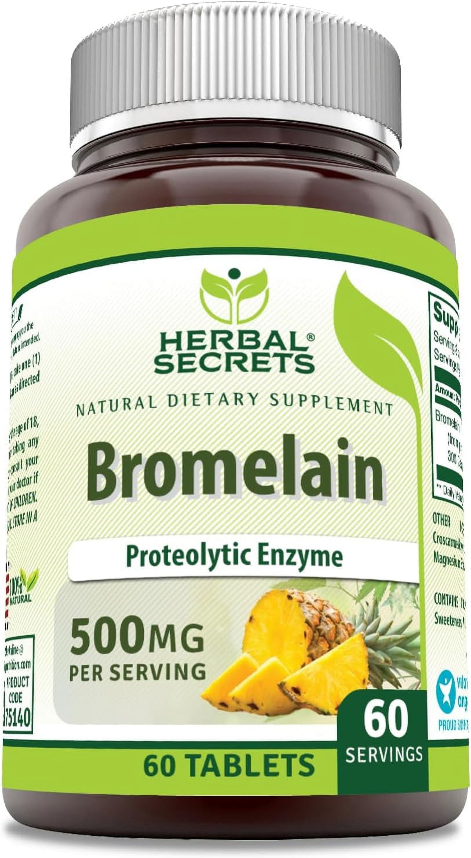 Herbal Secrets Bromelain Supplement 500 Mg Per Serving 60 Tablets ...