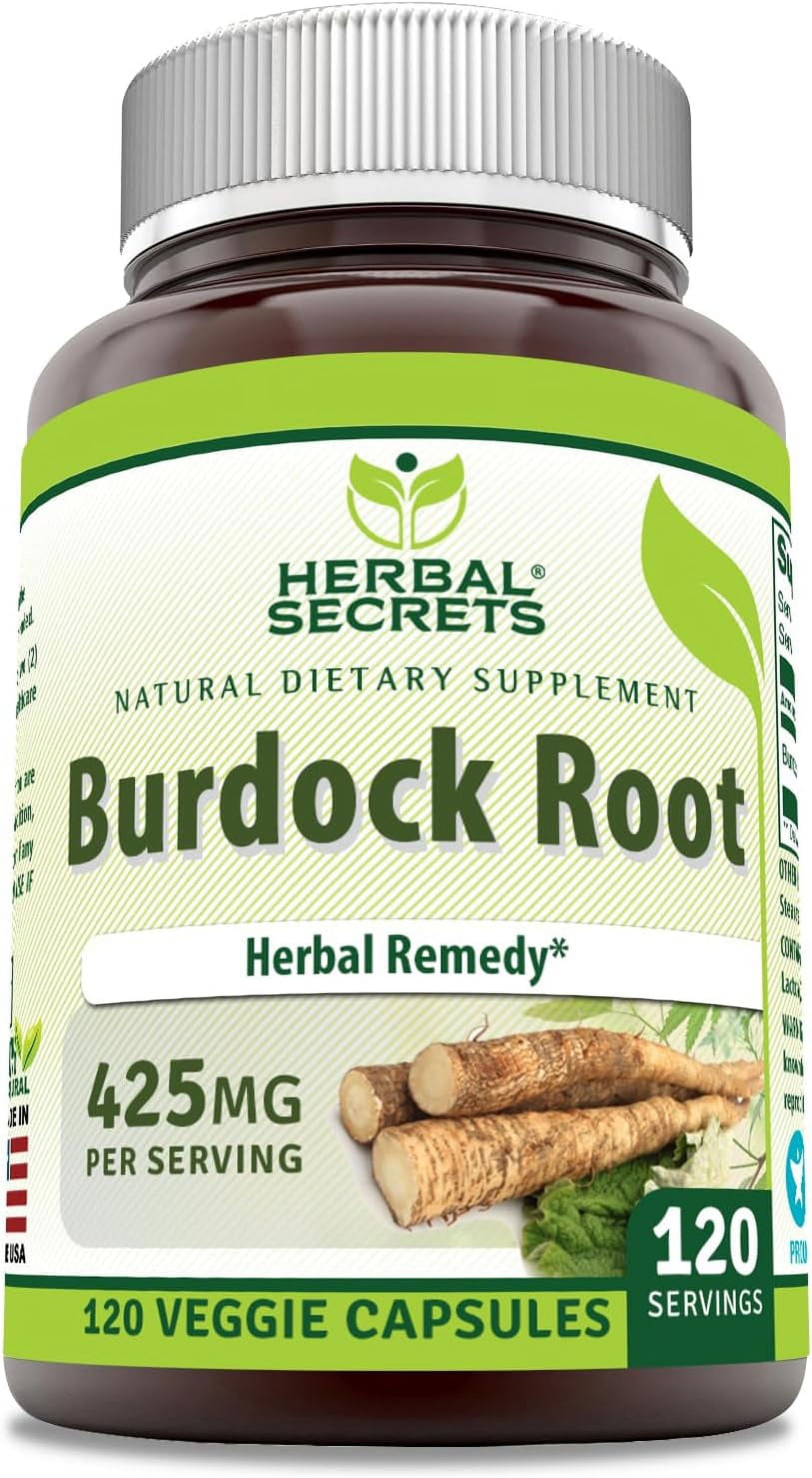 Herbal Secrets Burdock Root - 425mg, 120 Veggie Capsules, Non-GMO ...