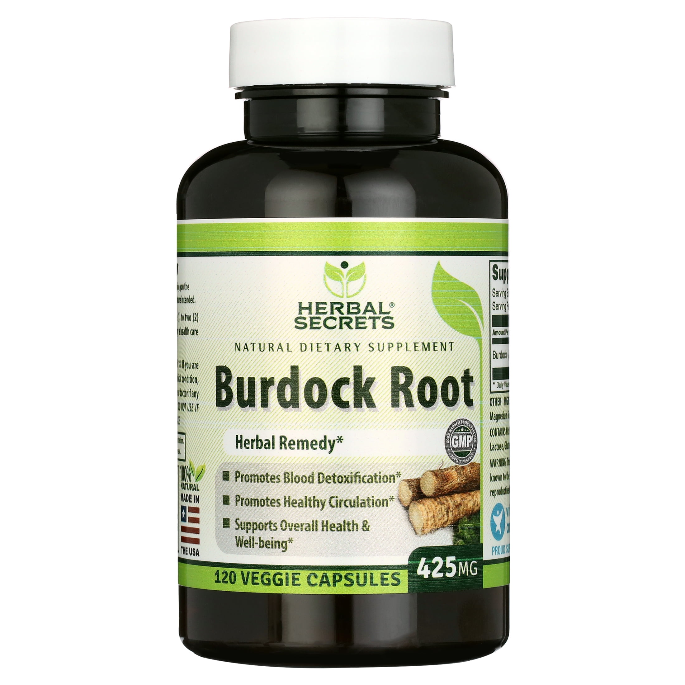 Herbal Secrets Burdock Root 425 Mg Per Serving 120 Veggie Capsules ...