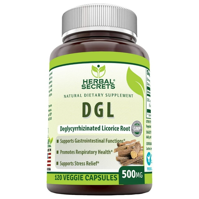 Herbal Secrets DGL(Deglycyrrhizinated licorice root) 500 mg 120 Veggie ...