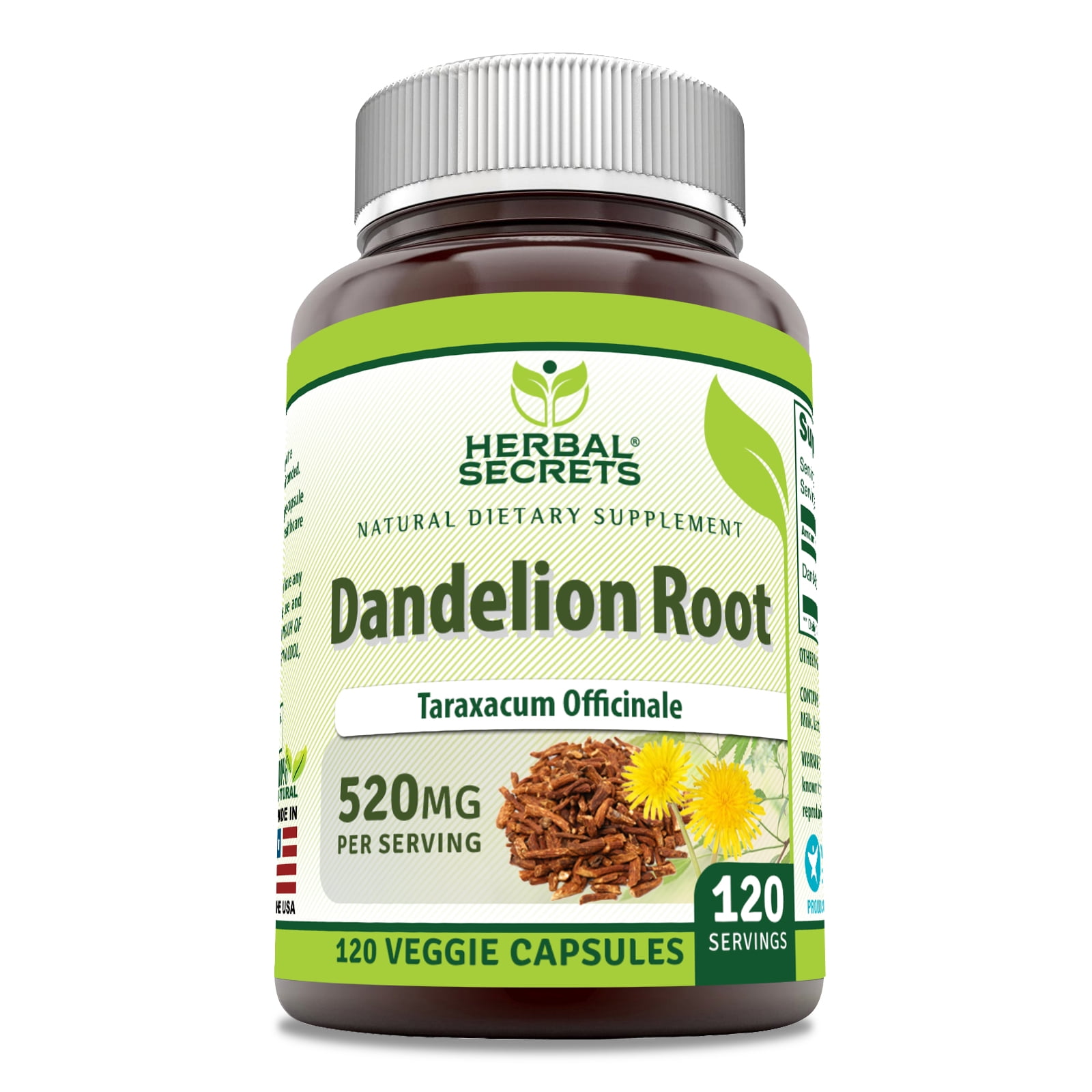 Herbal Secrets Dandelion Root 520 Mg Veggie Capsules Dietary Supplement ...