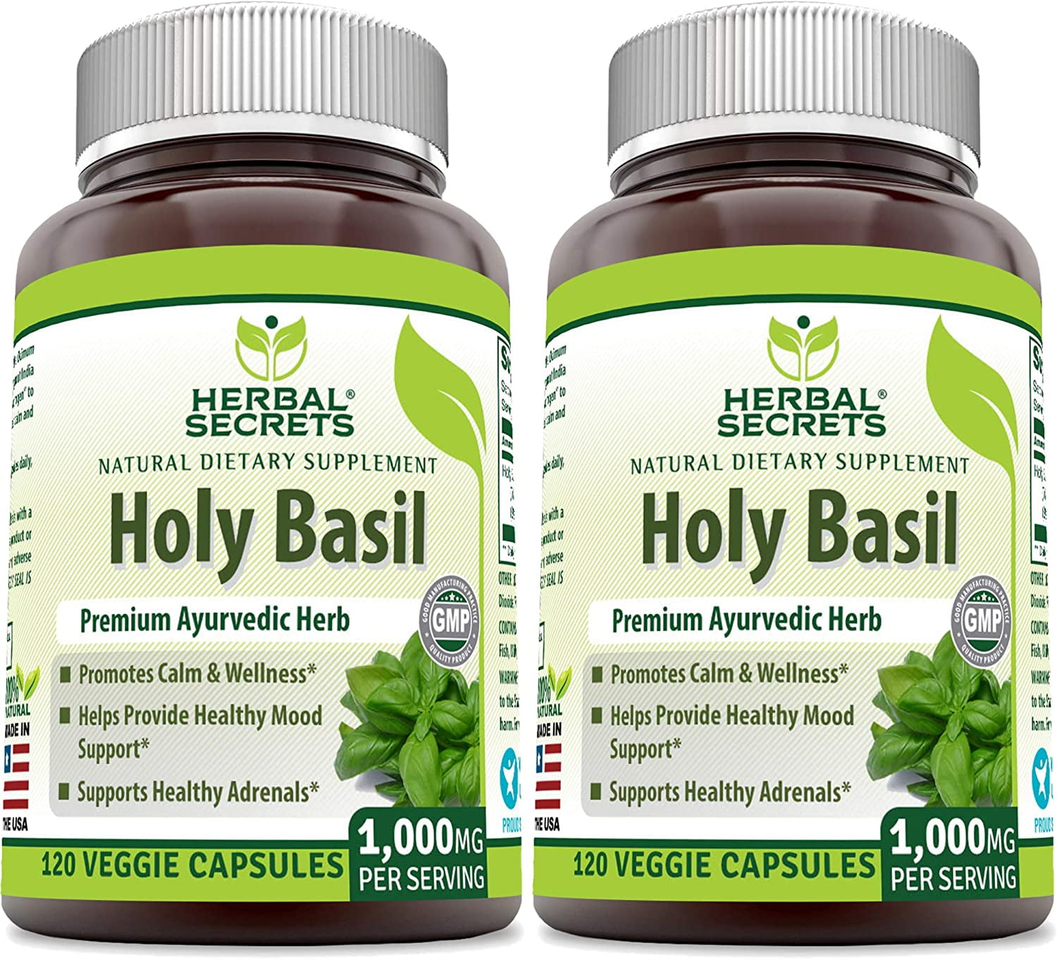 Herbal Secrets Holy Basil 1000 Mg Per Serving 120 Veggie Capsules ...