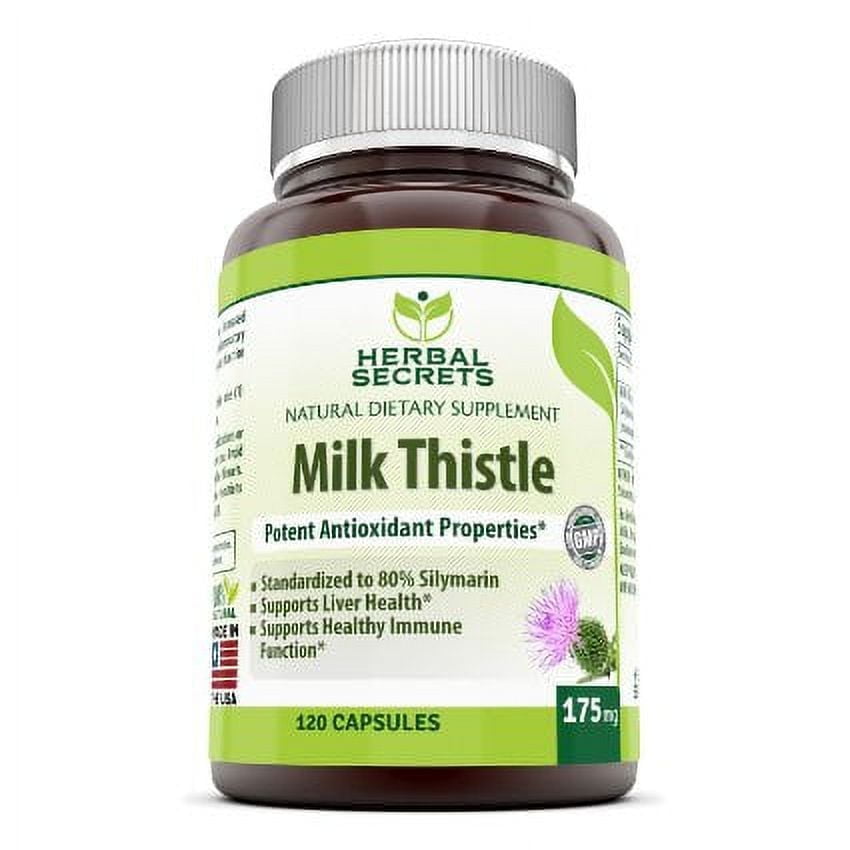 Herbal Secrets Milk Thistle 175 Mg Per Serving 120 Capsules Supplement ...