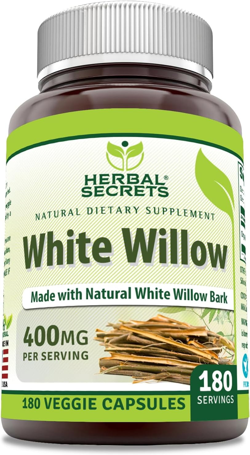 Herbal Secrets White Willow 400 Mg per Serving 180 Veggie Capsules ...