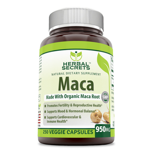 Herbal Secrets Natural Made Maca 950 Mg Per Serving 250 Veggie Capsules ...