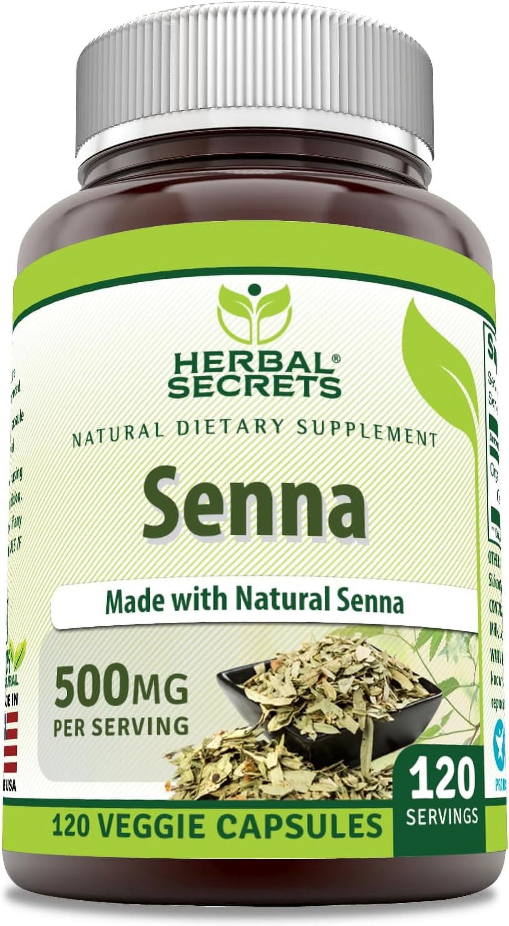 Herbal Secrets Senna 500 mg Vegetarian Capsules, 120 Servings - Walmart.com