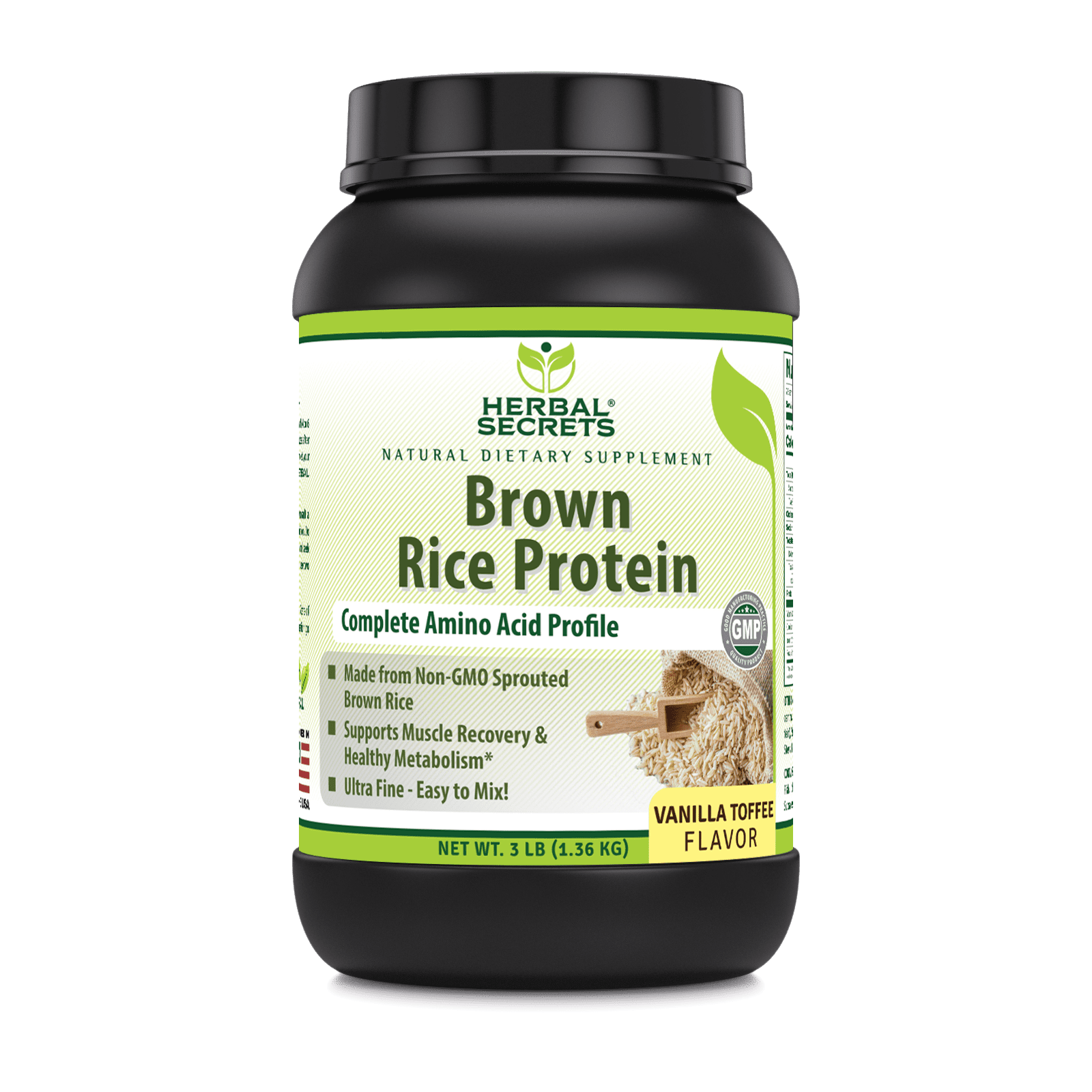 Herbal Secrets Organic Brown Rice Protein Powder - 3 lbs (Non-GMO ...