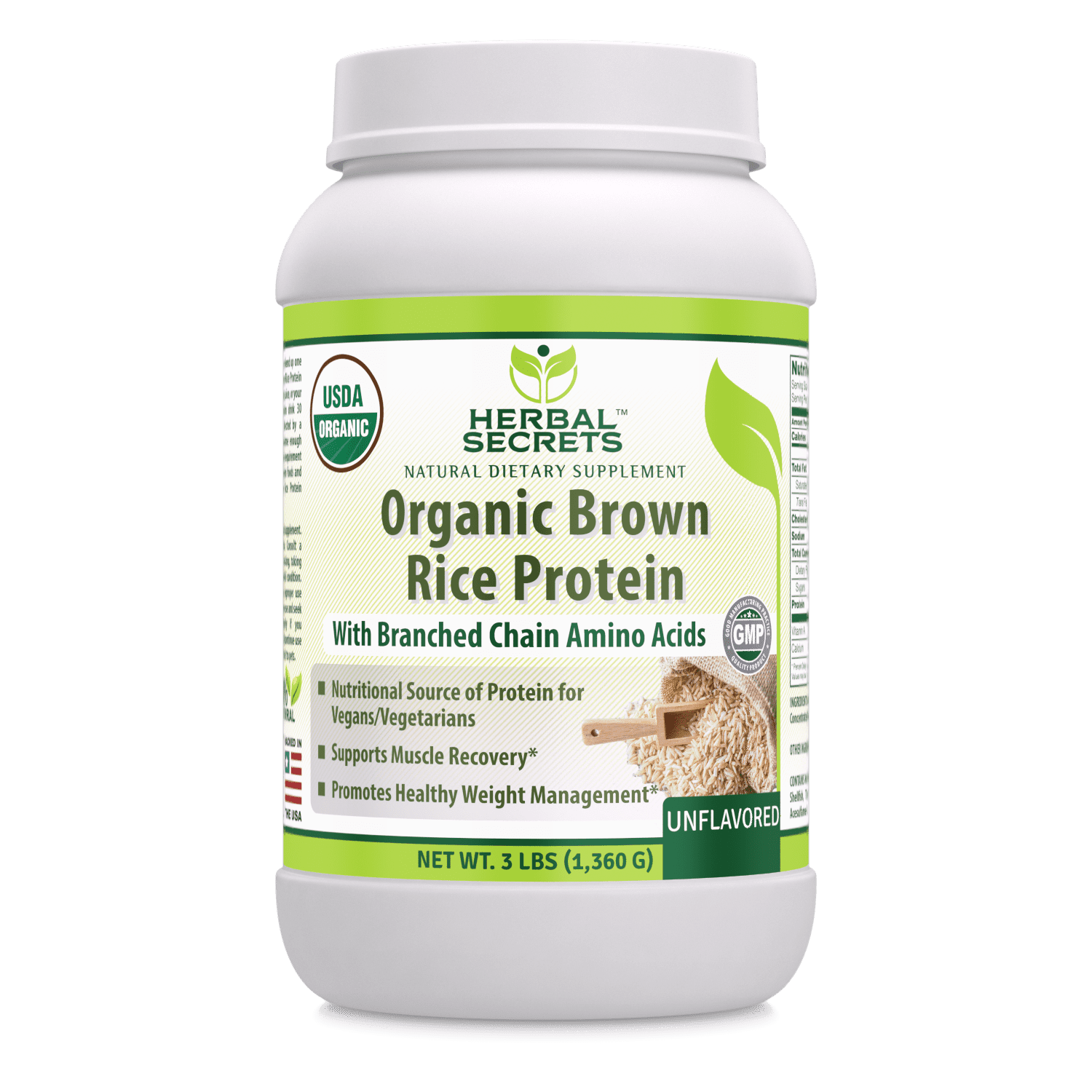 Herbal Secrets Organic Brown Rice Protein (Unflavored) - 3 Lbs ...