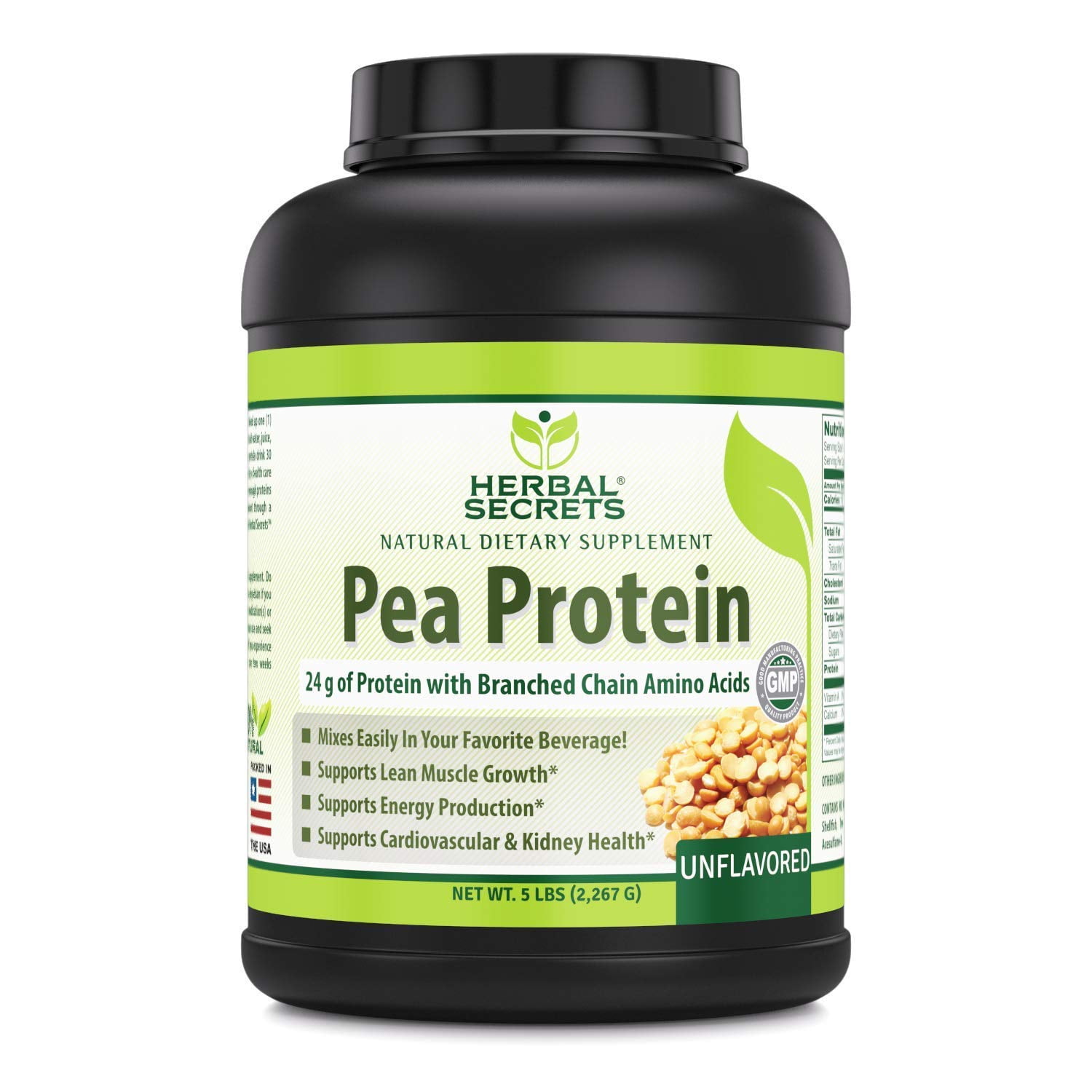 Herbal Secrets Pea Protein Powder, 5 Lbs, Unflavored, Non-GMO, Supports ...