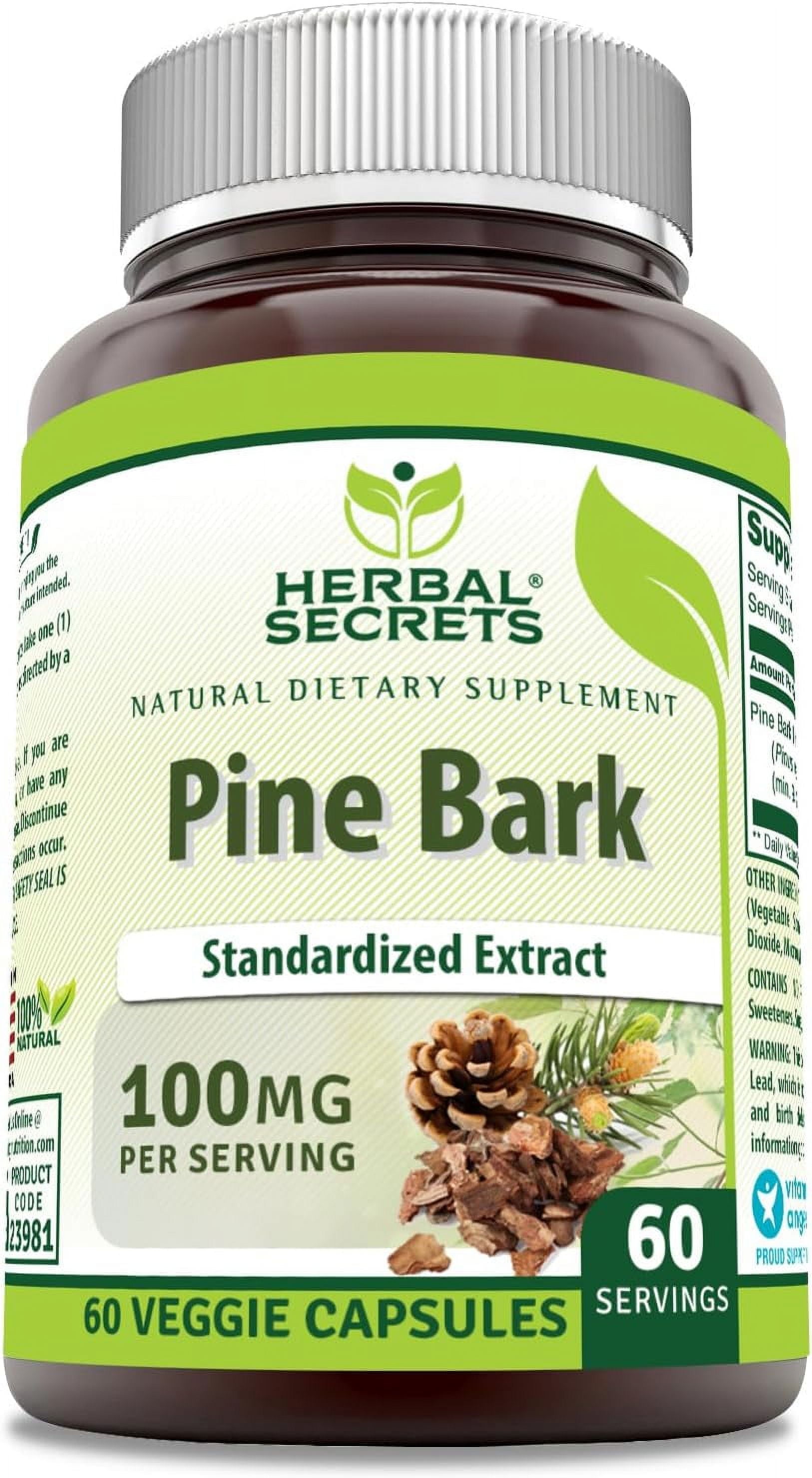 Herbal Secrets Pine Bark Extract 100 Mg Per Serving 60 Veggie Capsules ...