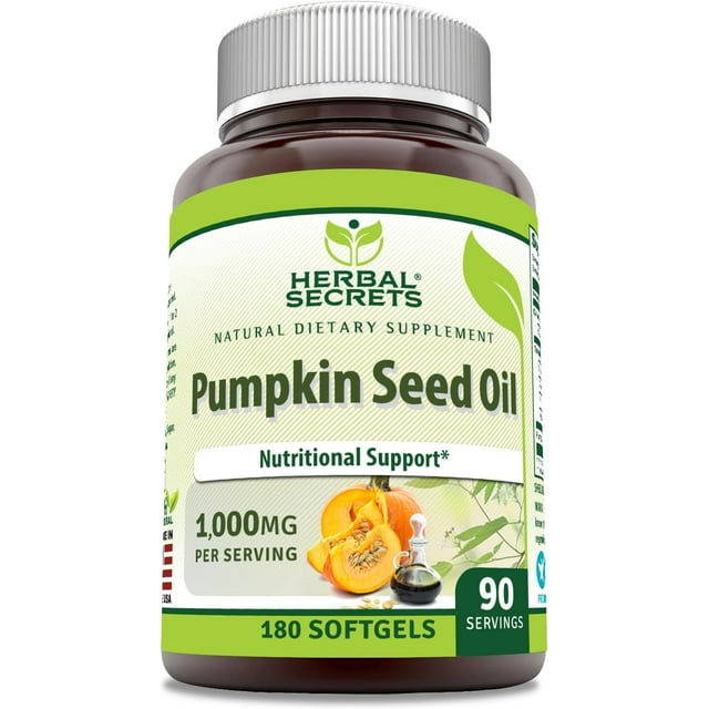 Herbal Secrets Pumpkin Seed Oil 1000 Mg Per Serving 180 Softgels ...