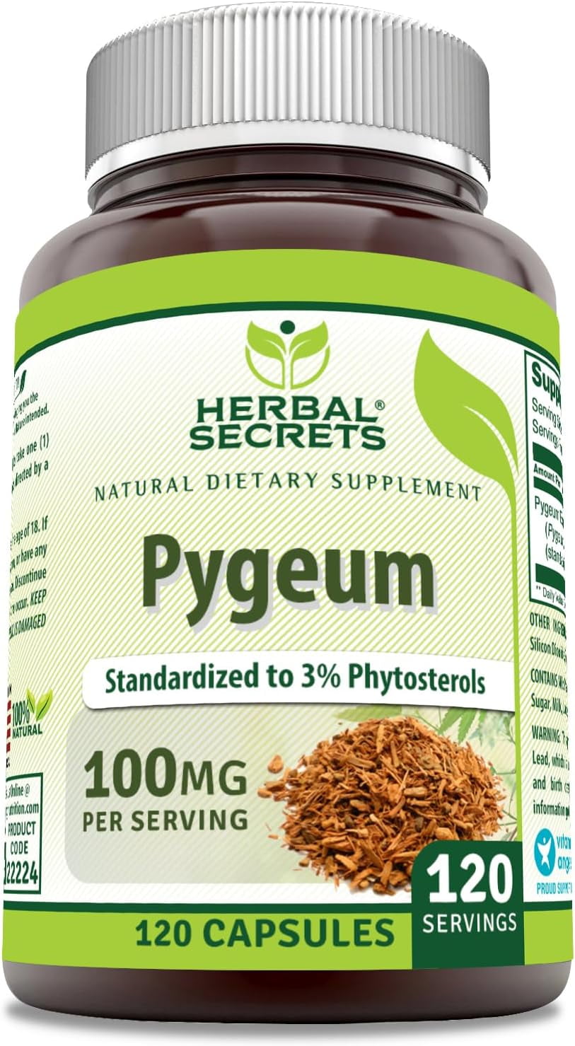 Herbal Secrets Pygeum 100 Mg, 120 Servings, Non-GMO, Gluten-Free, GMP ...