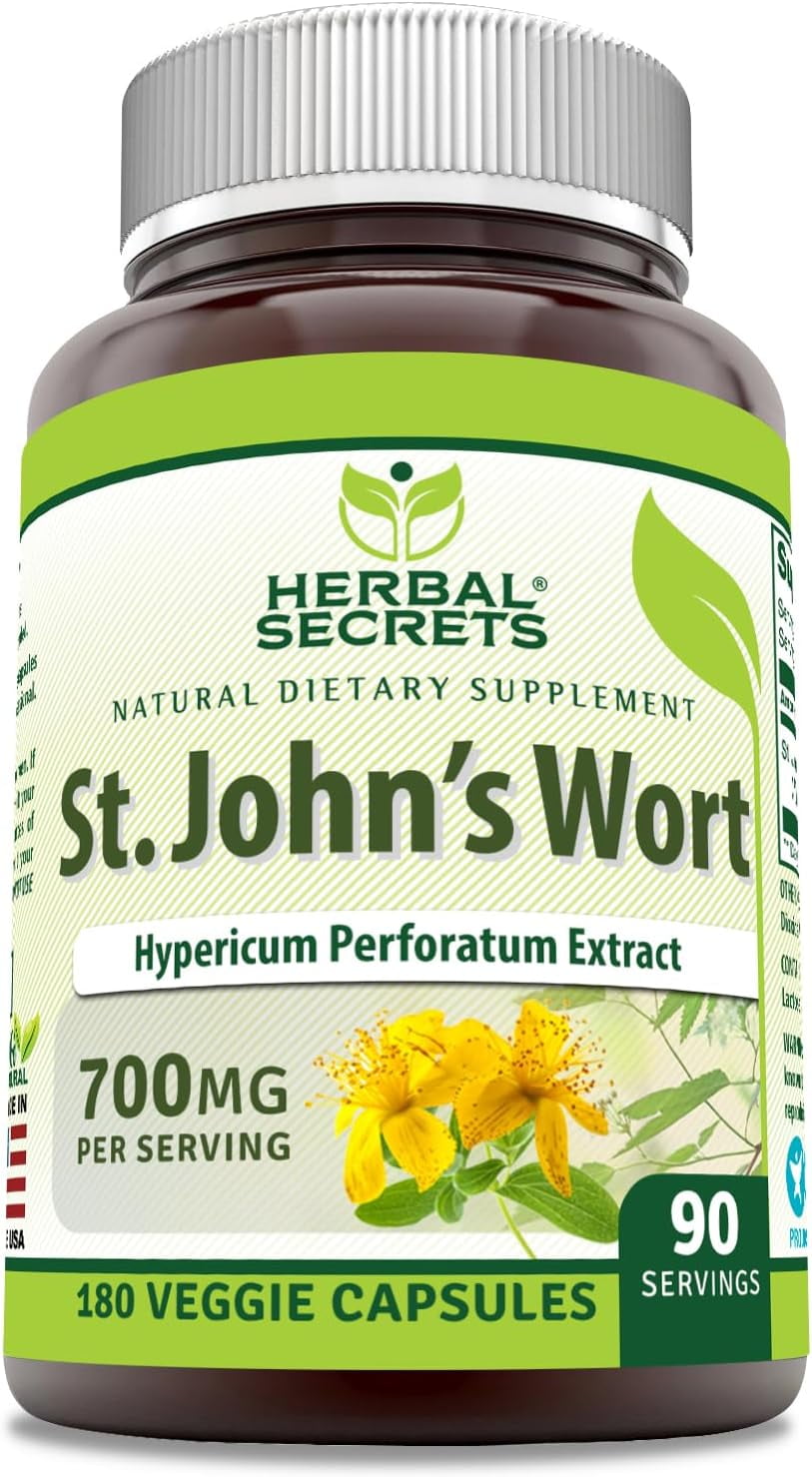 Herbal Secrets St. John's Wort 700 Mg 180 Veggie Capsules Supplement ...