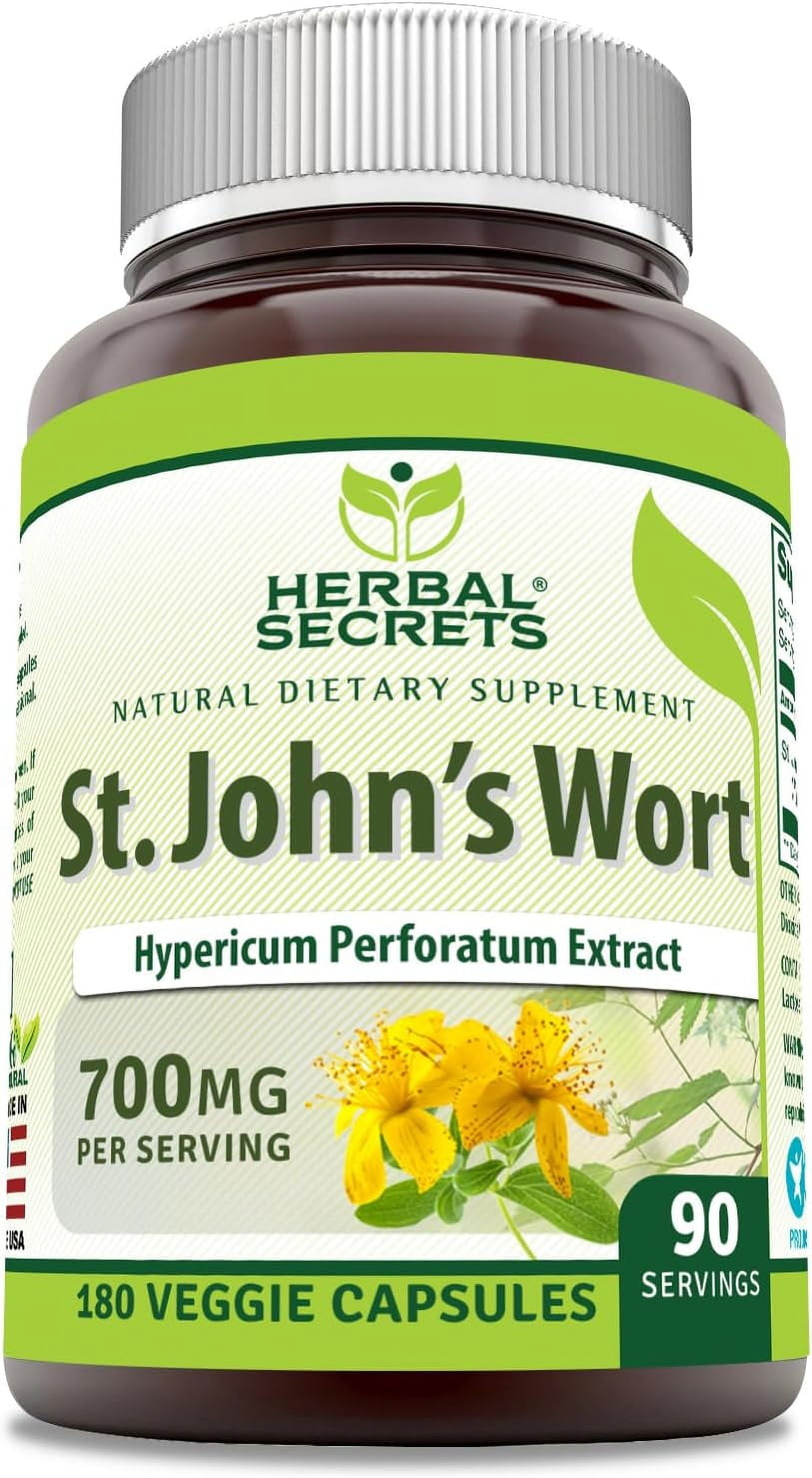 Herbal Secrets St. John's Wort 700 Mg Veggie Capsules Supplement ...