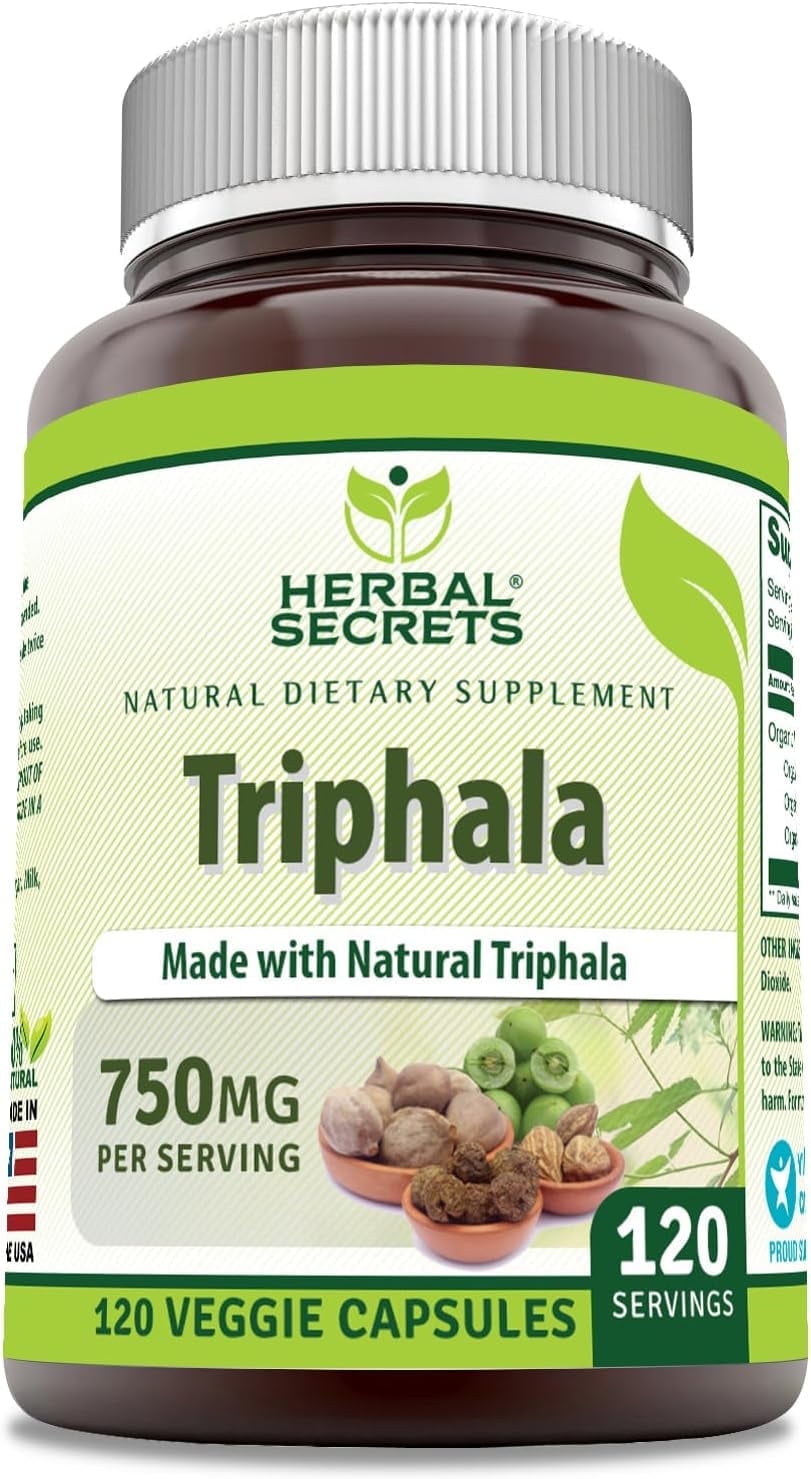Herbal Secrets Triphala Supplement, 750 Mg, 120 Veggie Capsules ...