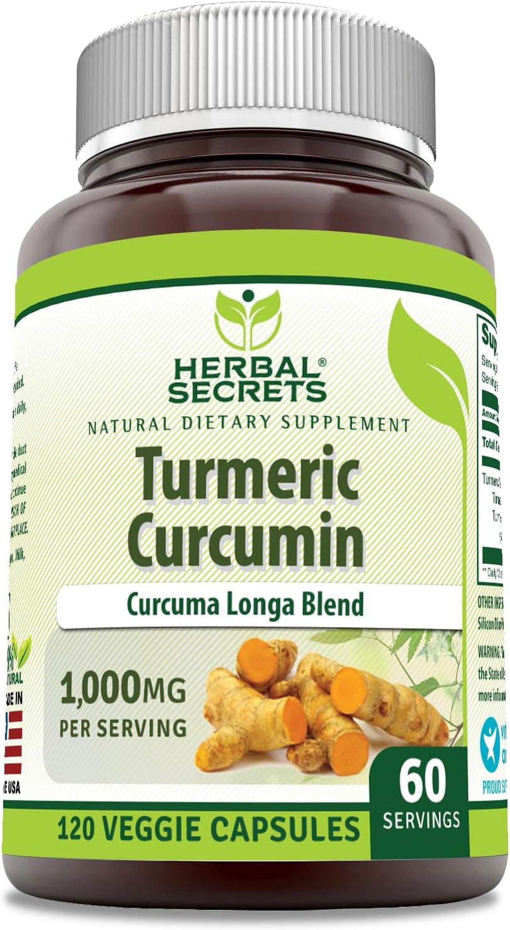 Herbal Secrets Turmeric Curcumin Pills 1000mg | 120 Veggie Capsules ...