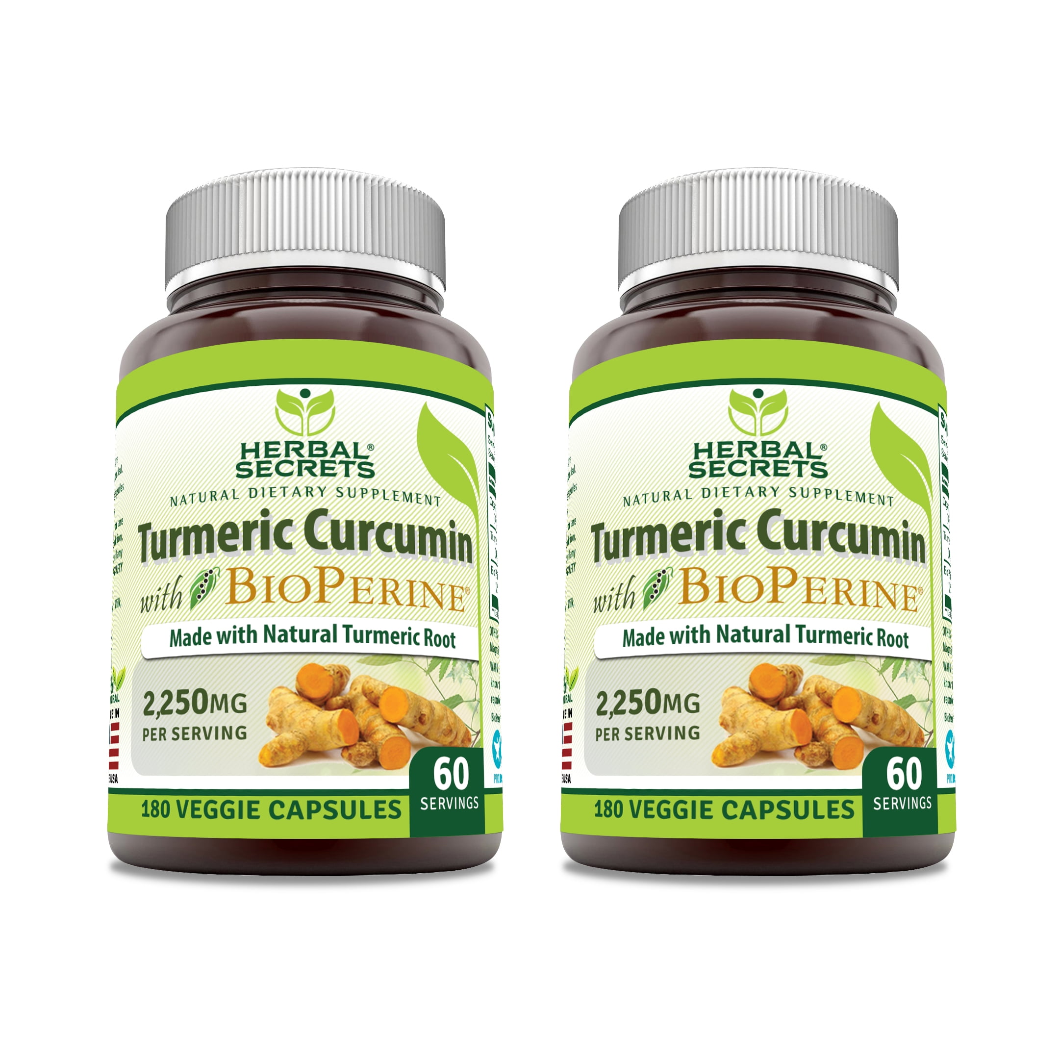 Herbal Secrets Turmeric Curcumin with Bioperine 2250 mg Per Serving 180 ...