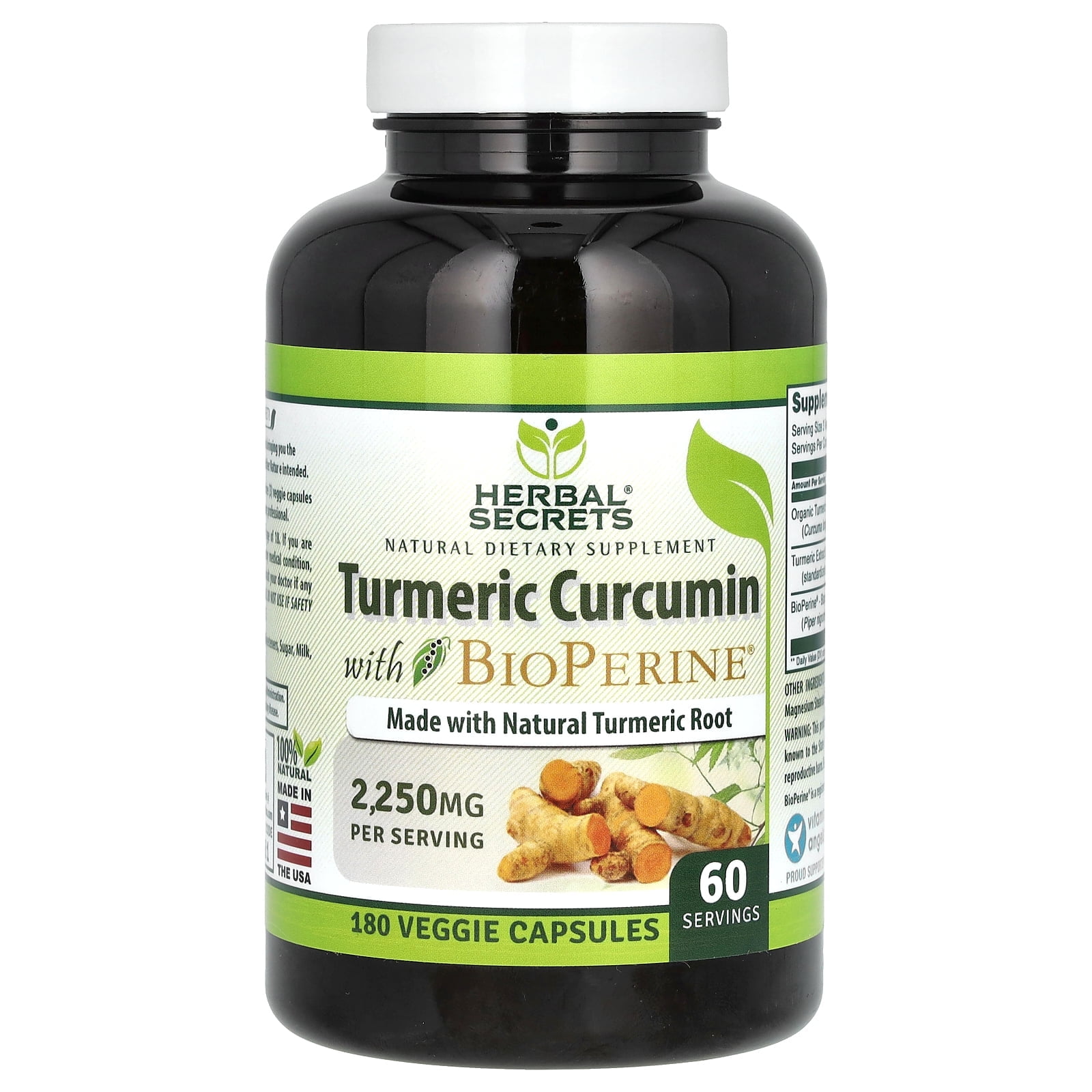 Herbal Secrets Ultra Pure Turmeric Curcumin with Bioperine, 2250 mg ...