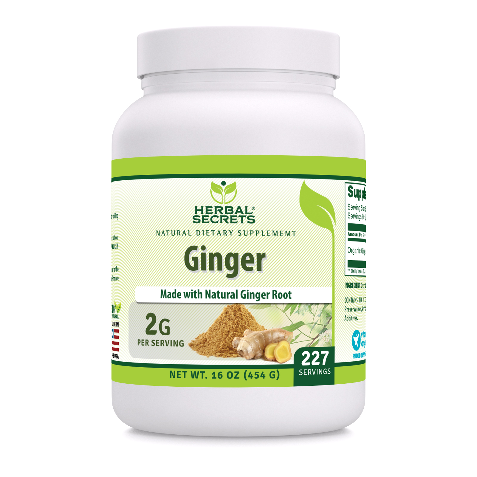 Herbal Secrets USDA Certified Organic Ginger Powder 16 oz (Non-GMO ...