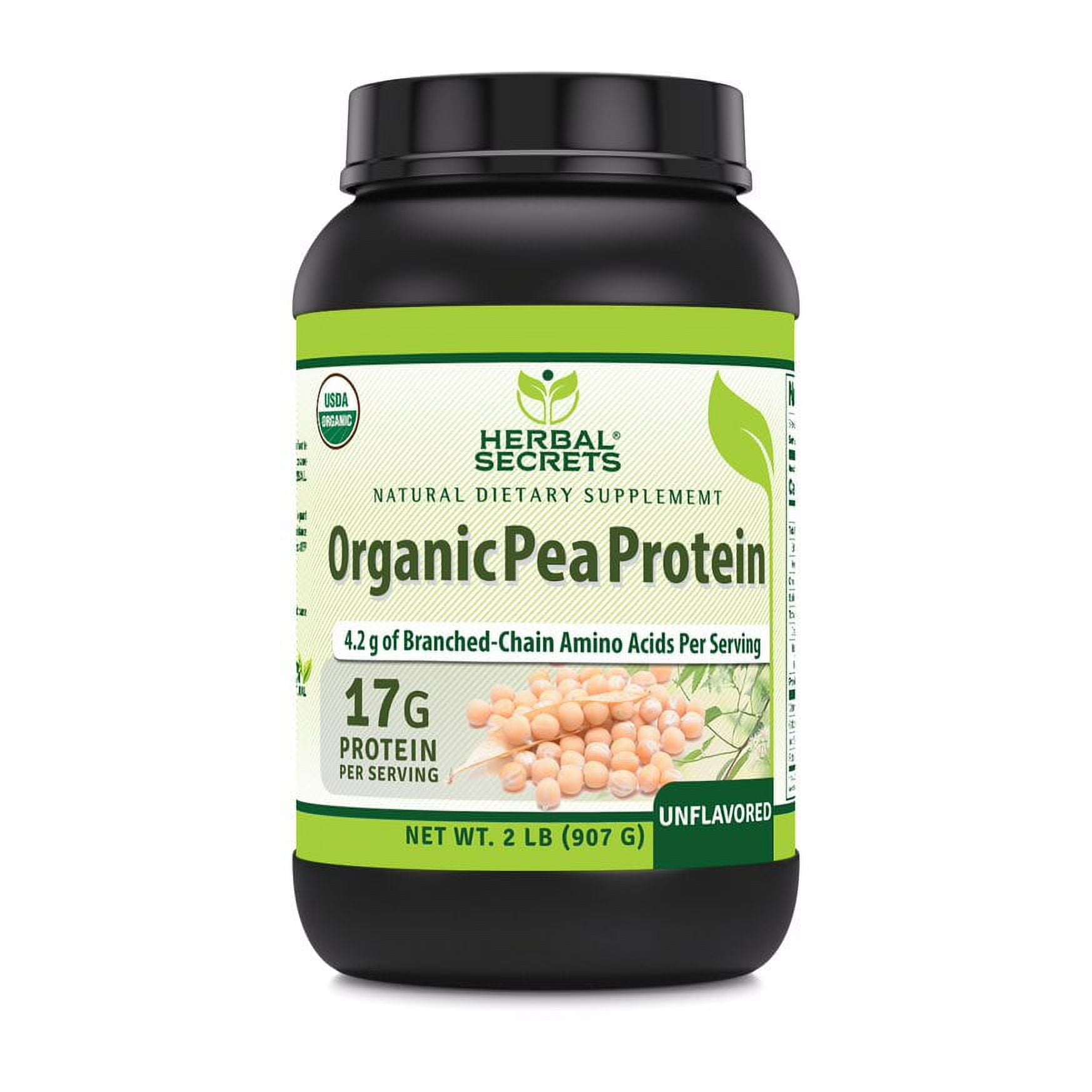 Herbal Secrets Organic Pea Protein 2 Lbs | 17g Protein, 4.2g BCAA | Non ...