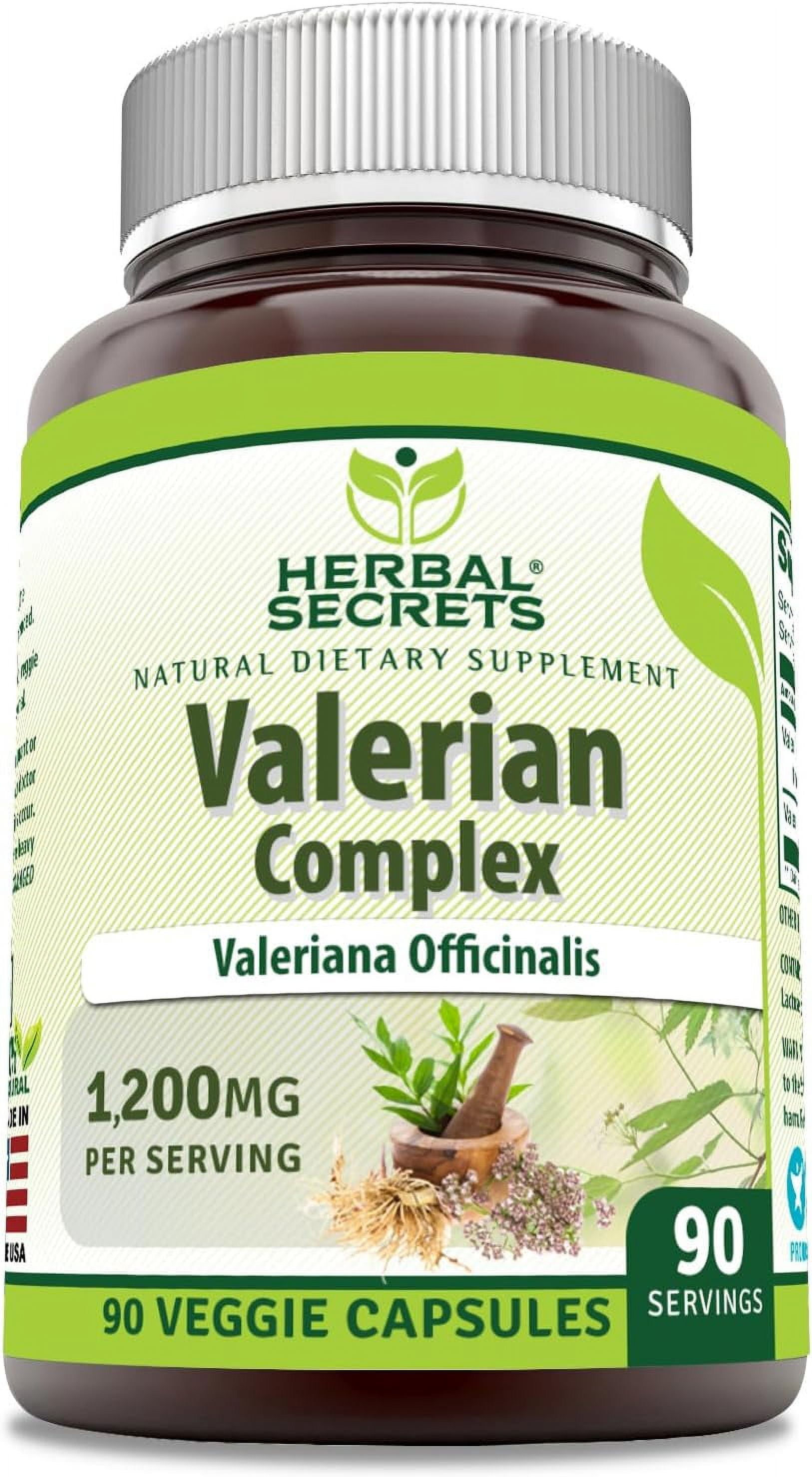 Herbal Secrets Valerian Complex Supplement, 1200 Mg Per Serving, 90 ...