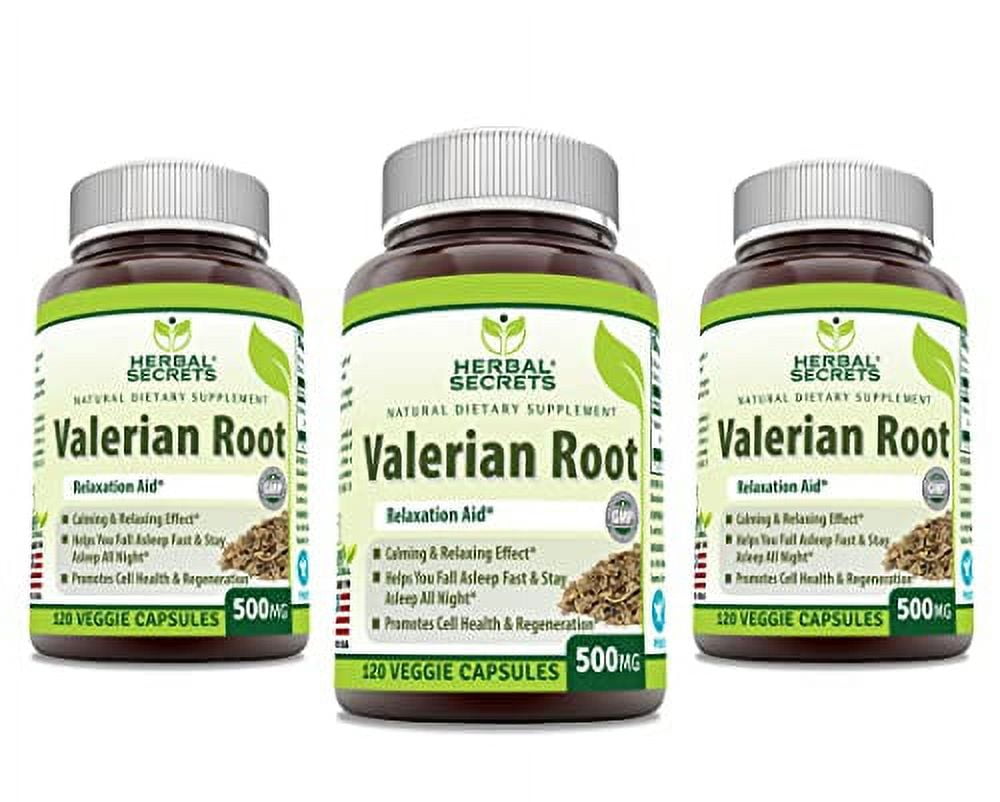 Herbal Secrets Valerian Root 500mg Per Serving 120 Veggie Capsules ...