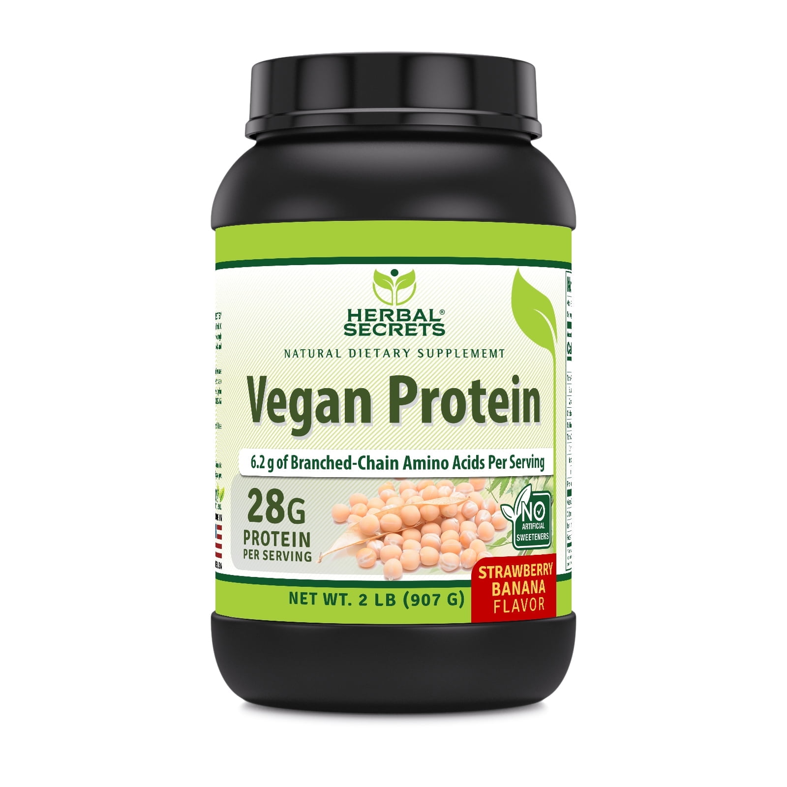 Herbal Secrets Vegan Protein Powder 2 Lbs Supplement | Strawberry ...