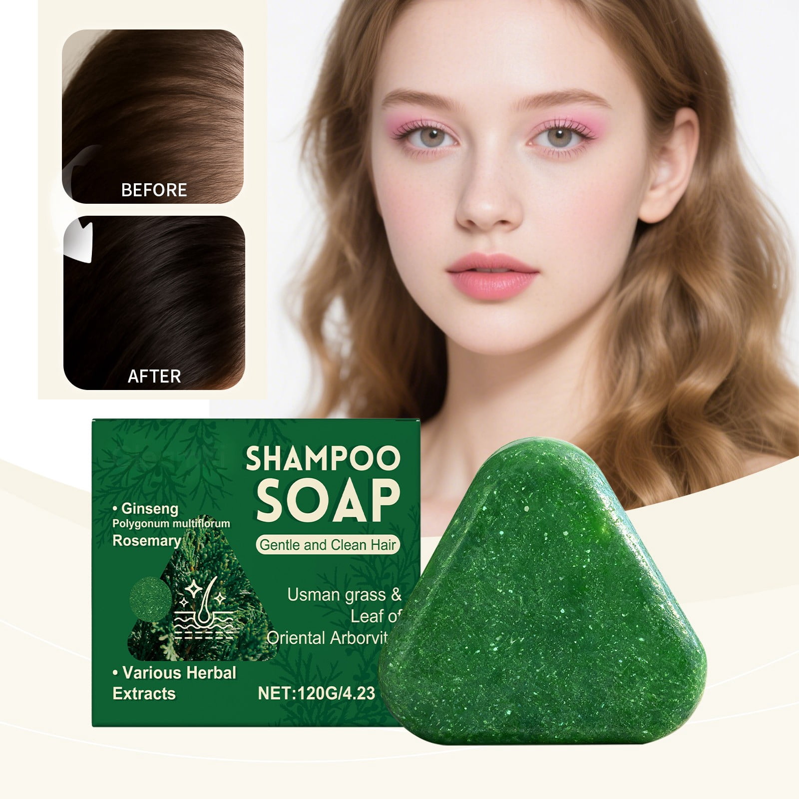 Herbal Shampoo Bar For Hair,Triangle Green Shampoos Soap with Usman ...