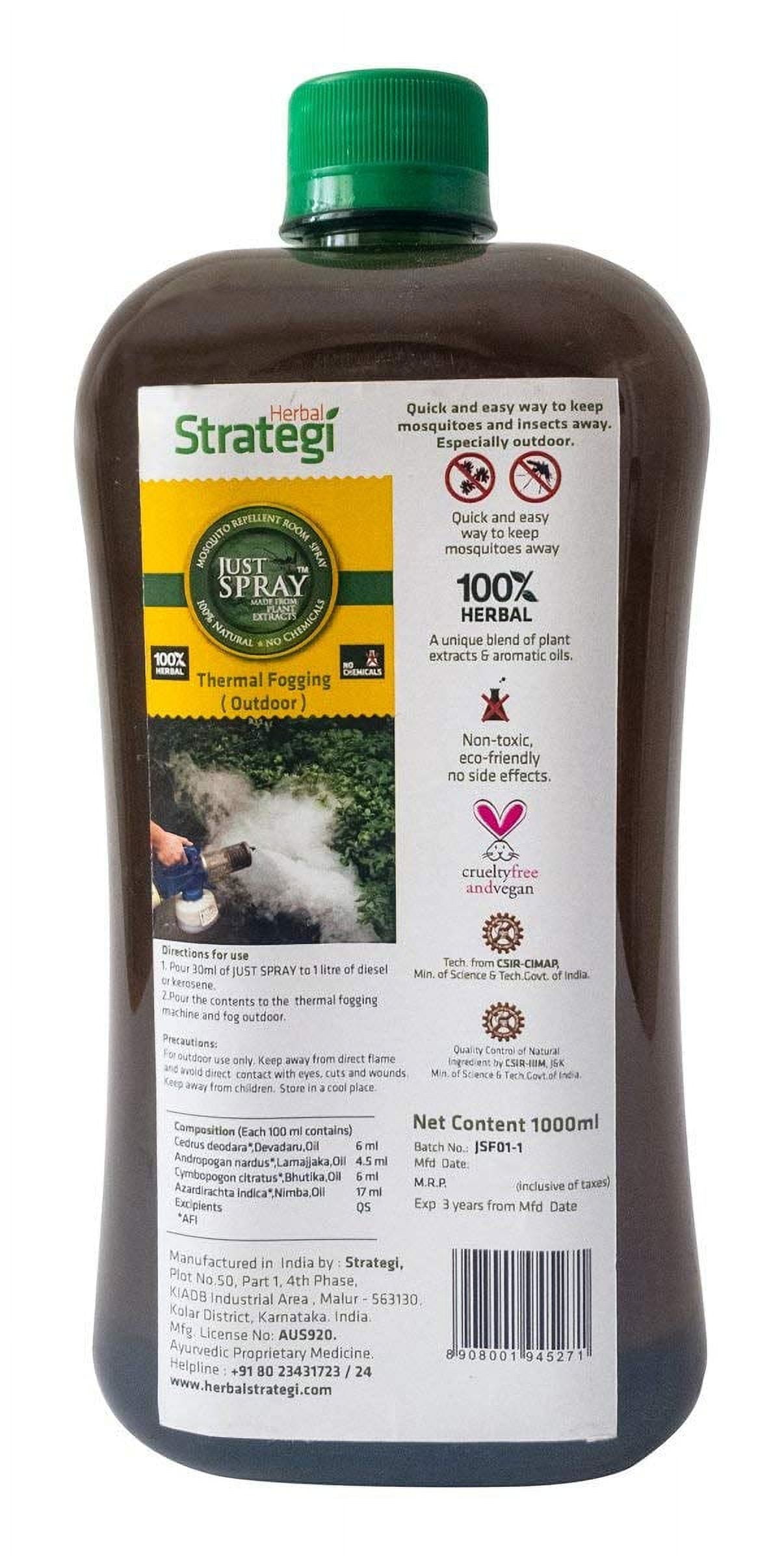 Herbal Strategi Herbal Thermal Fogging Solution Outdoor 1 Litre, 100% ...