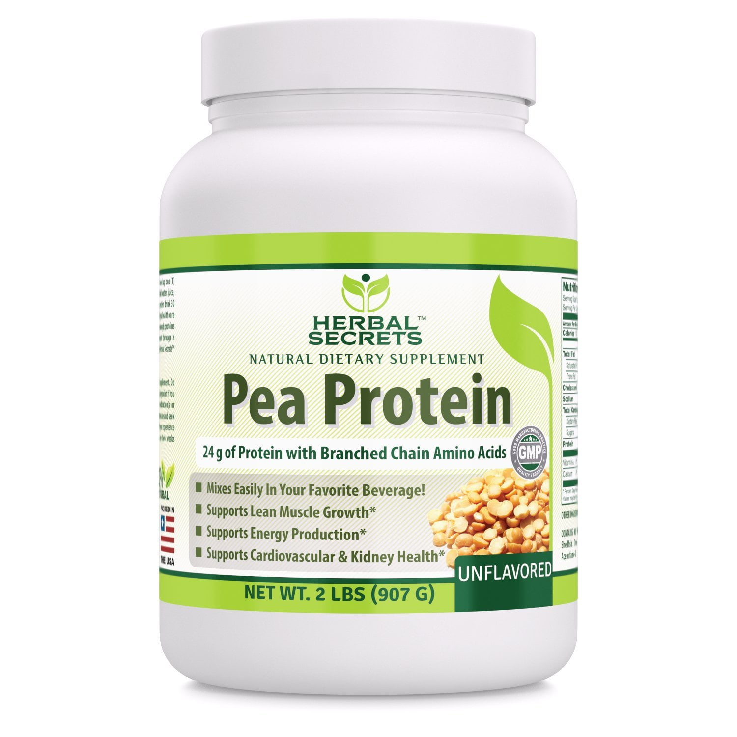 Herbal secrets Pea Protein 2 lbs (Non-GMO) (907 G) Unflavored - Support ...