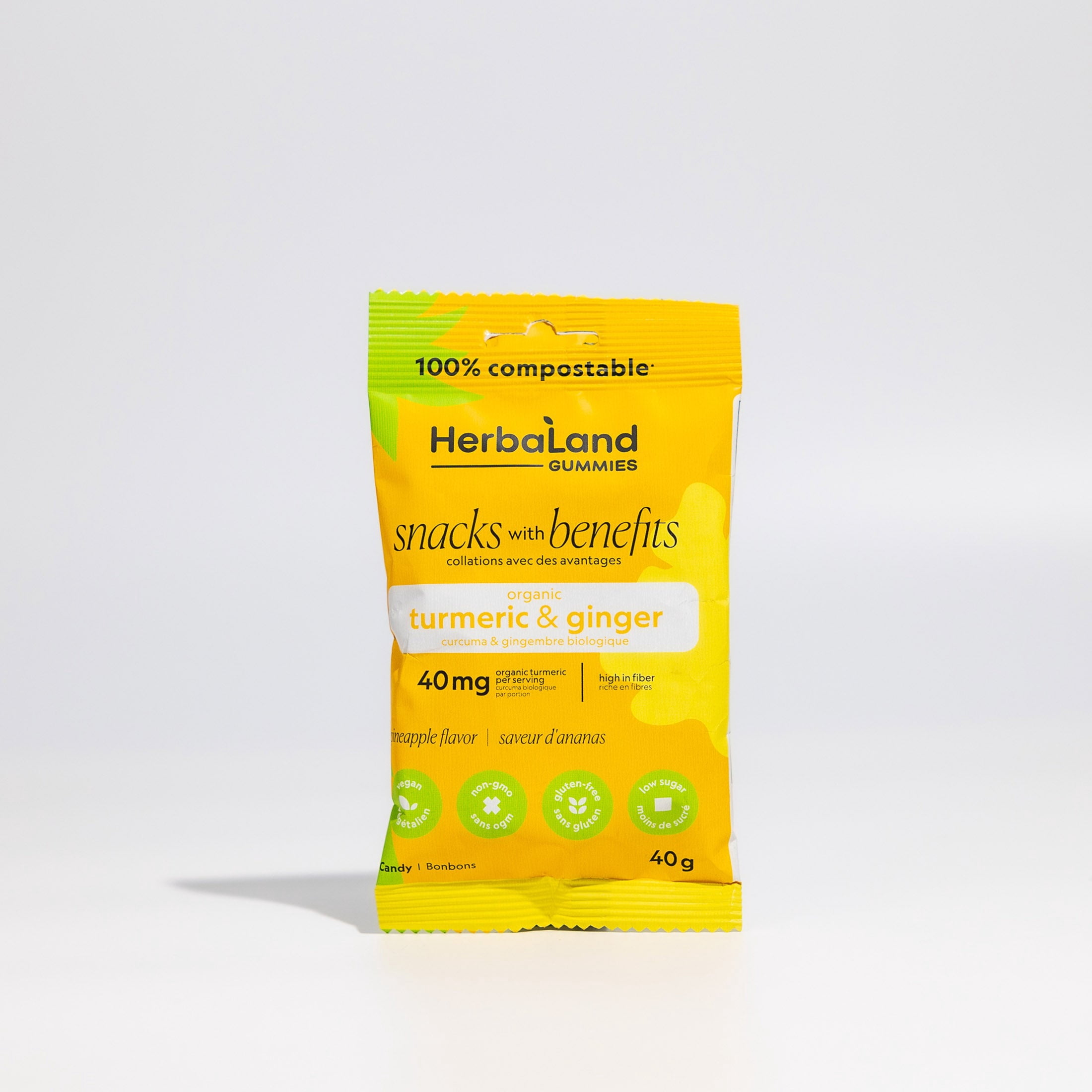 Herbaland Vegan High-Fiber Ginger and Turmeric Chews Supplements ...