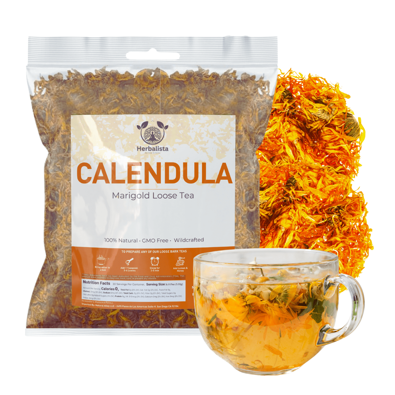 Herbalista - Premium Dried Calendula Flower Petals Tea (4 oz | 114g ...