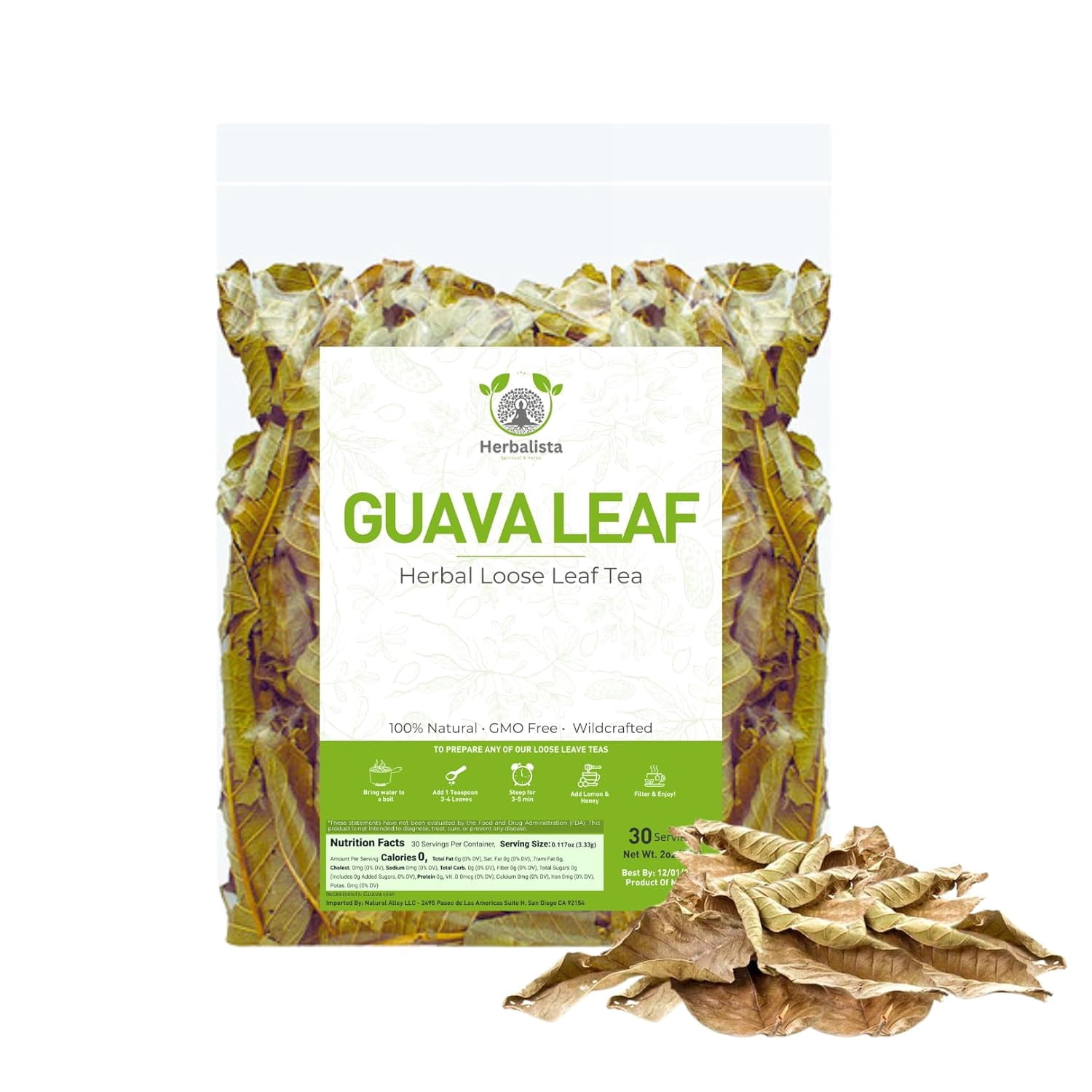 Herbalista - Wildcrafted Whole Guava Leaf Tea | 4oz (113g), 60-80 ...