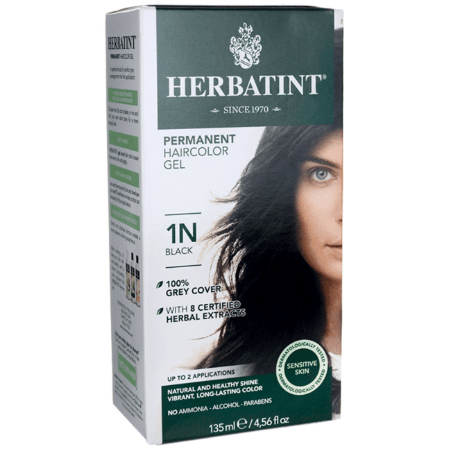 Herbatint Permanent Haircolor Gel 1N Black 1 Box with Plant Extract ...