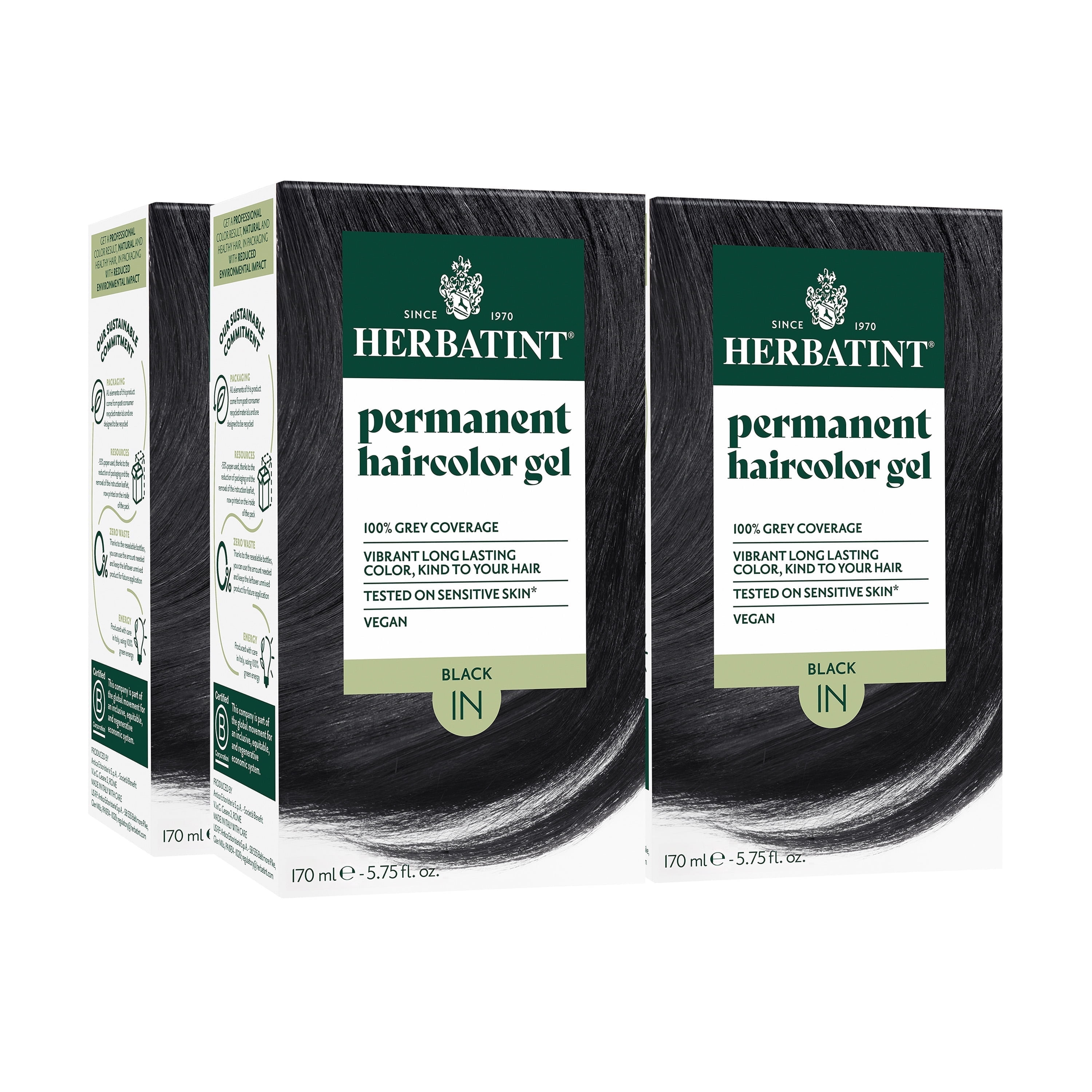 Herbatint Permanent Hair Dye For Women, 1N Black, Alcohol Free, Vegan ...