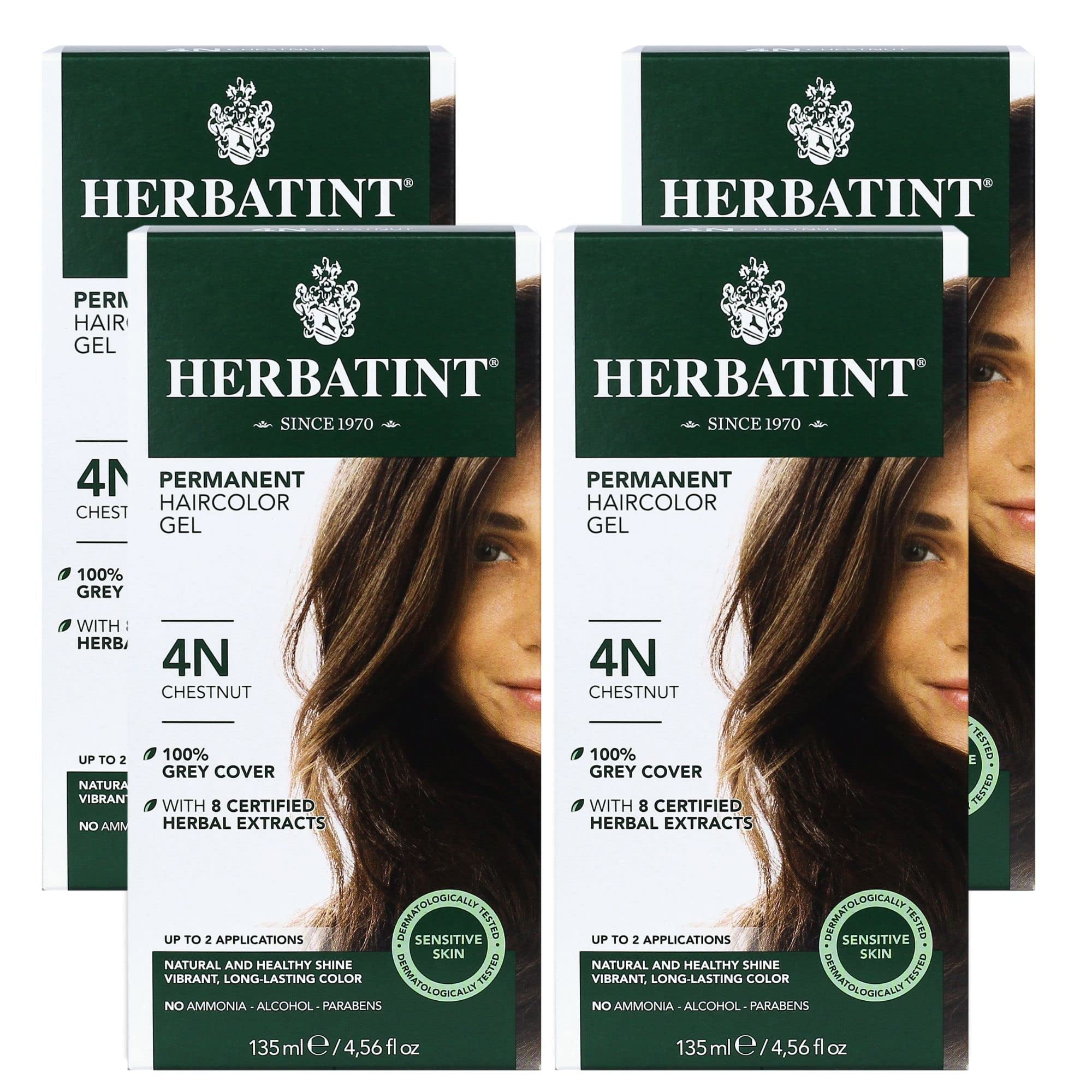 Herbatint Permanent Haircolor Gel, 4N Chestnut, Alcohol Free, Vegan ...