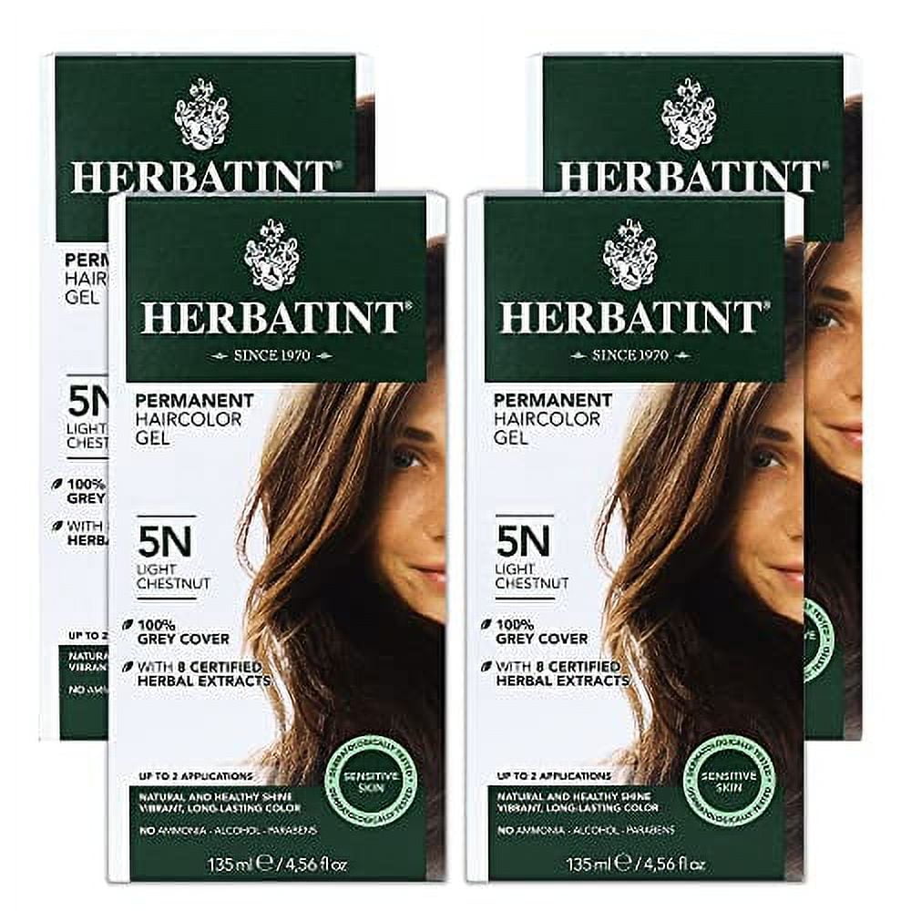 Herbatint Permanent Haircolor Gel, 5N Light Chestnut, Alcohol Free ...