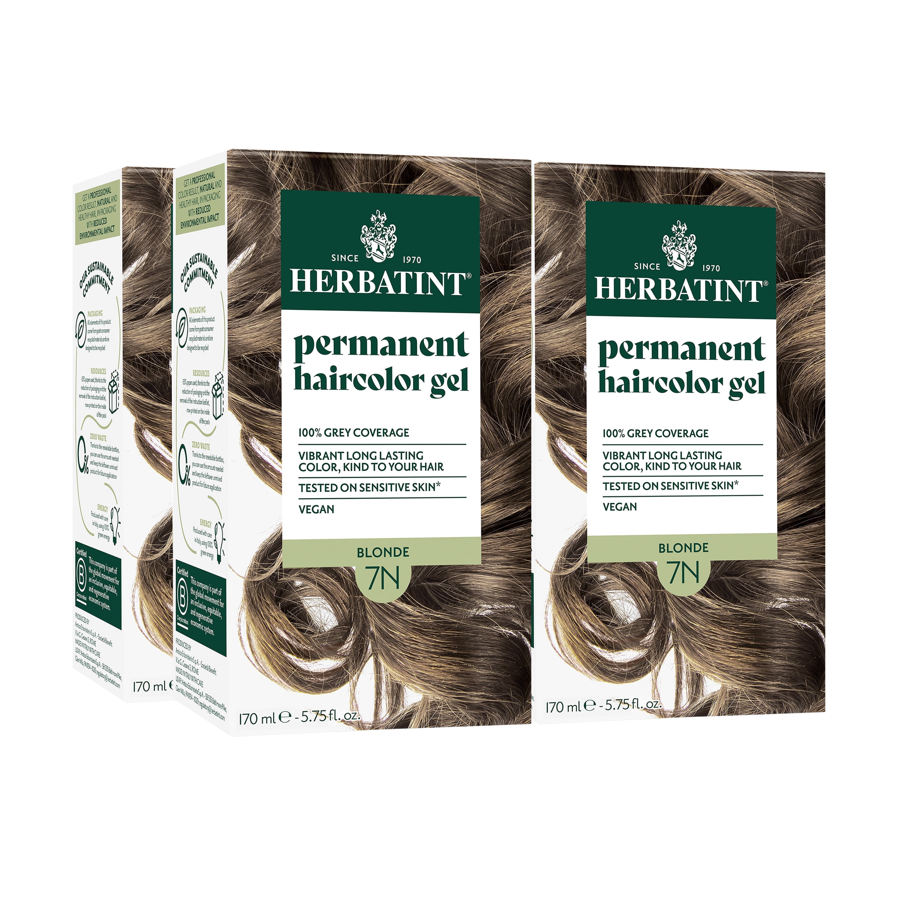 Herbatint Permanent Hair Dye For Women, 7N Blonde, Alcohol Free, Vegan ...