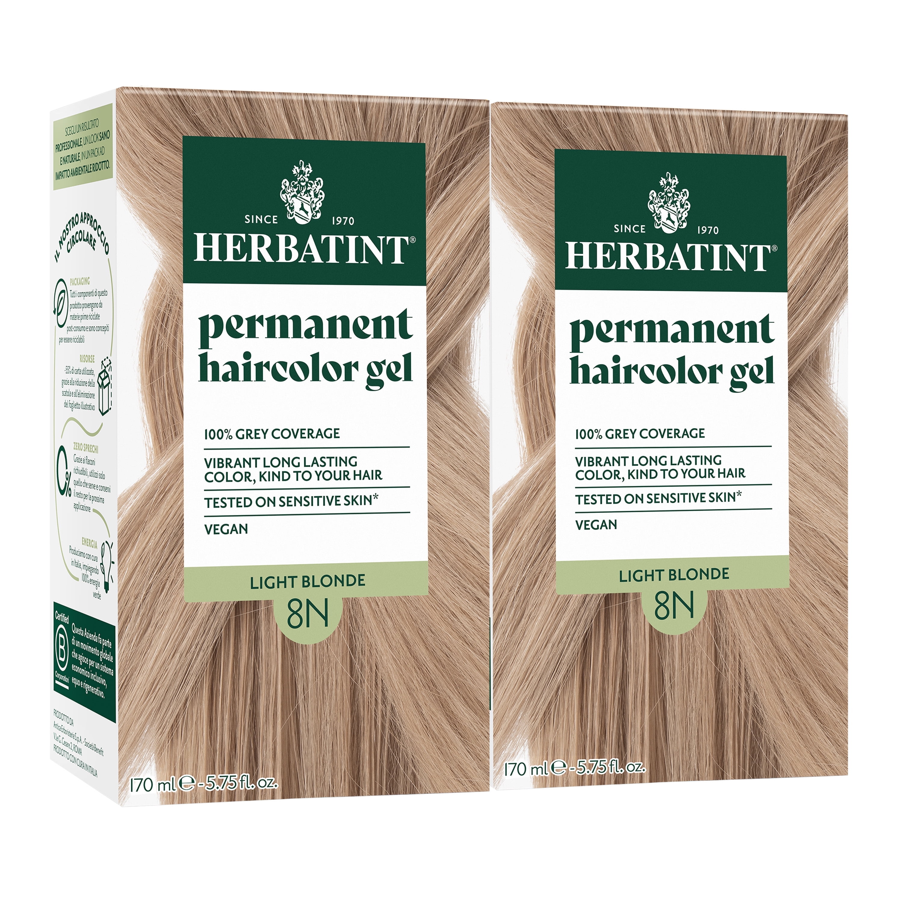 Herbatint Permanent Hair Dye For Women, 8N Light Blonde, Alcohol Free ...