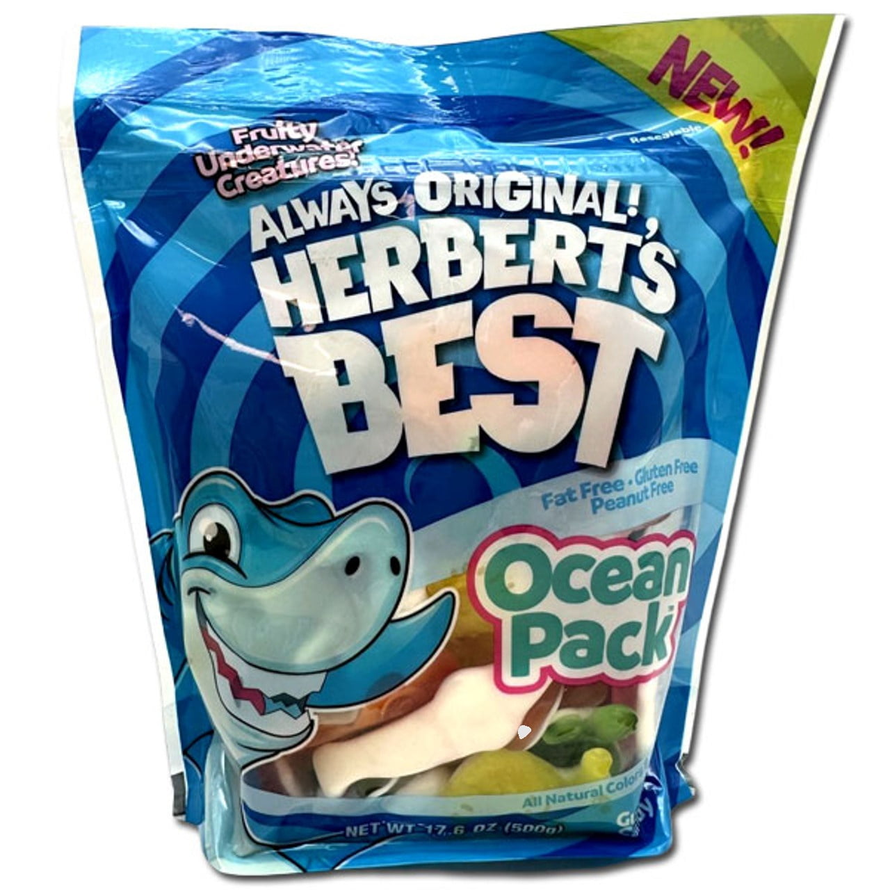 Herbert's Best Ocean Pack Gummies Candy - 7 Ounce Resealable Gusset Bag ...