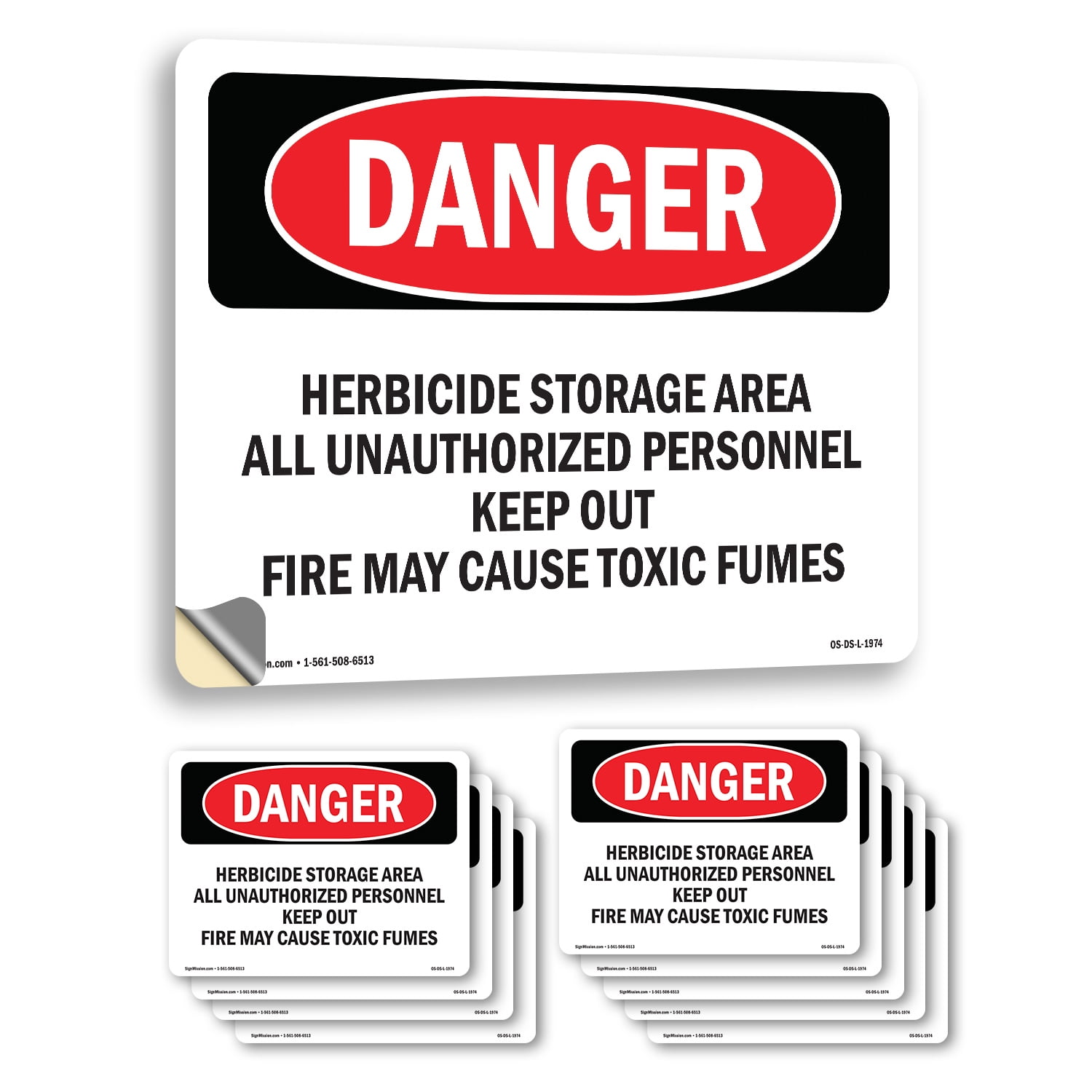 Herbicide Storage Area OSHA Danger Vinyl Decal Label 10 Inch x 7 Inch ...