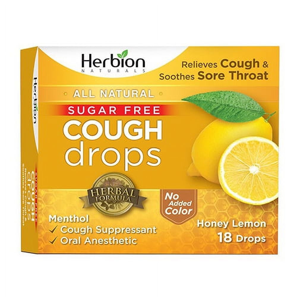 Herbion Cough Drops Suger Free, Honey Lemon Lozenges, 18 Drops, 2 Pack ...