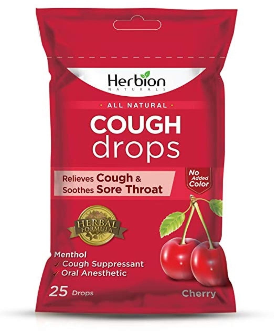 Herbion Naturals Cough Drops Cherry Flavor, 25 ea - Walmart.com