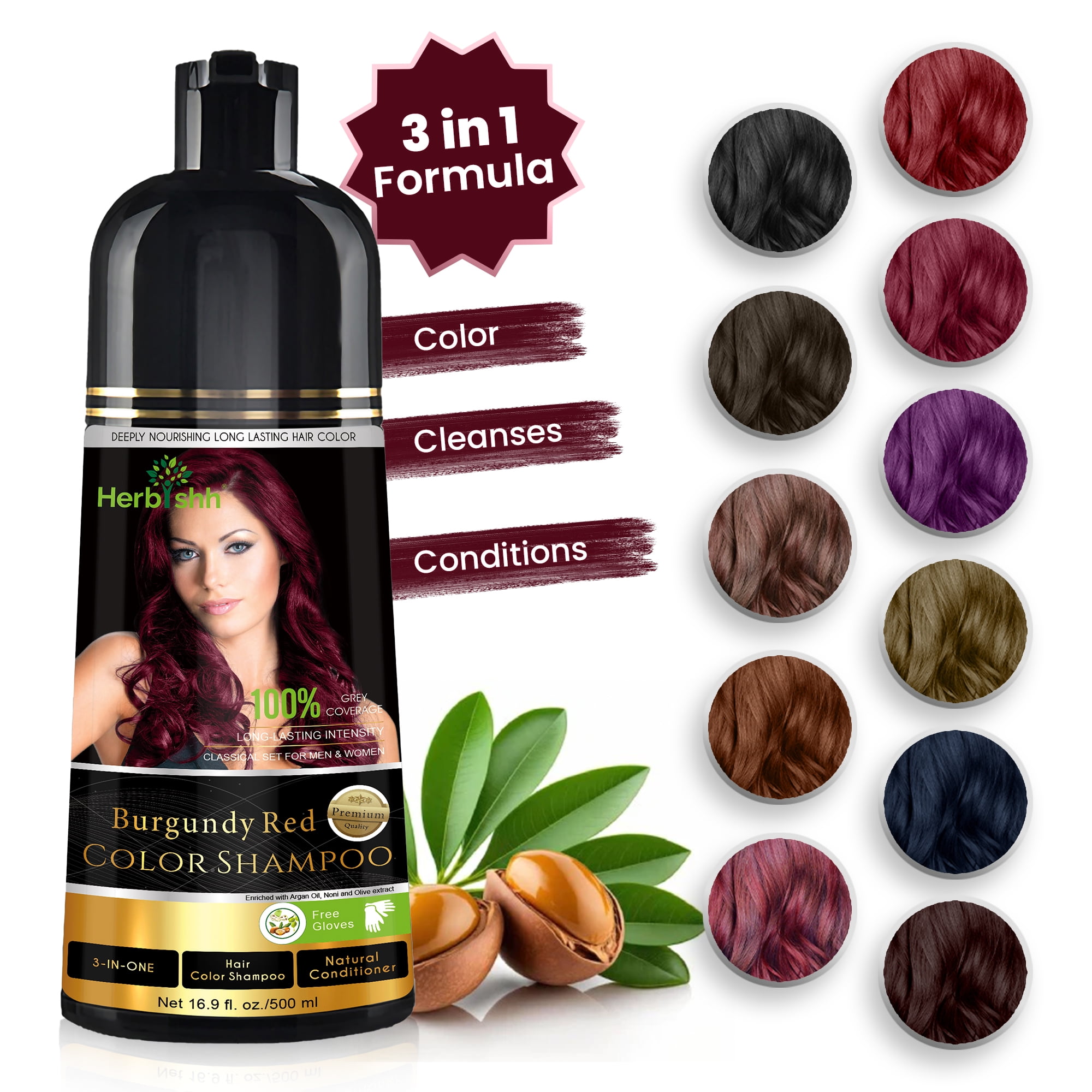 Herbishh Burgundy Hair Color Shampoo For Gray Hair Hair Dye Shampoo 3 6234