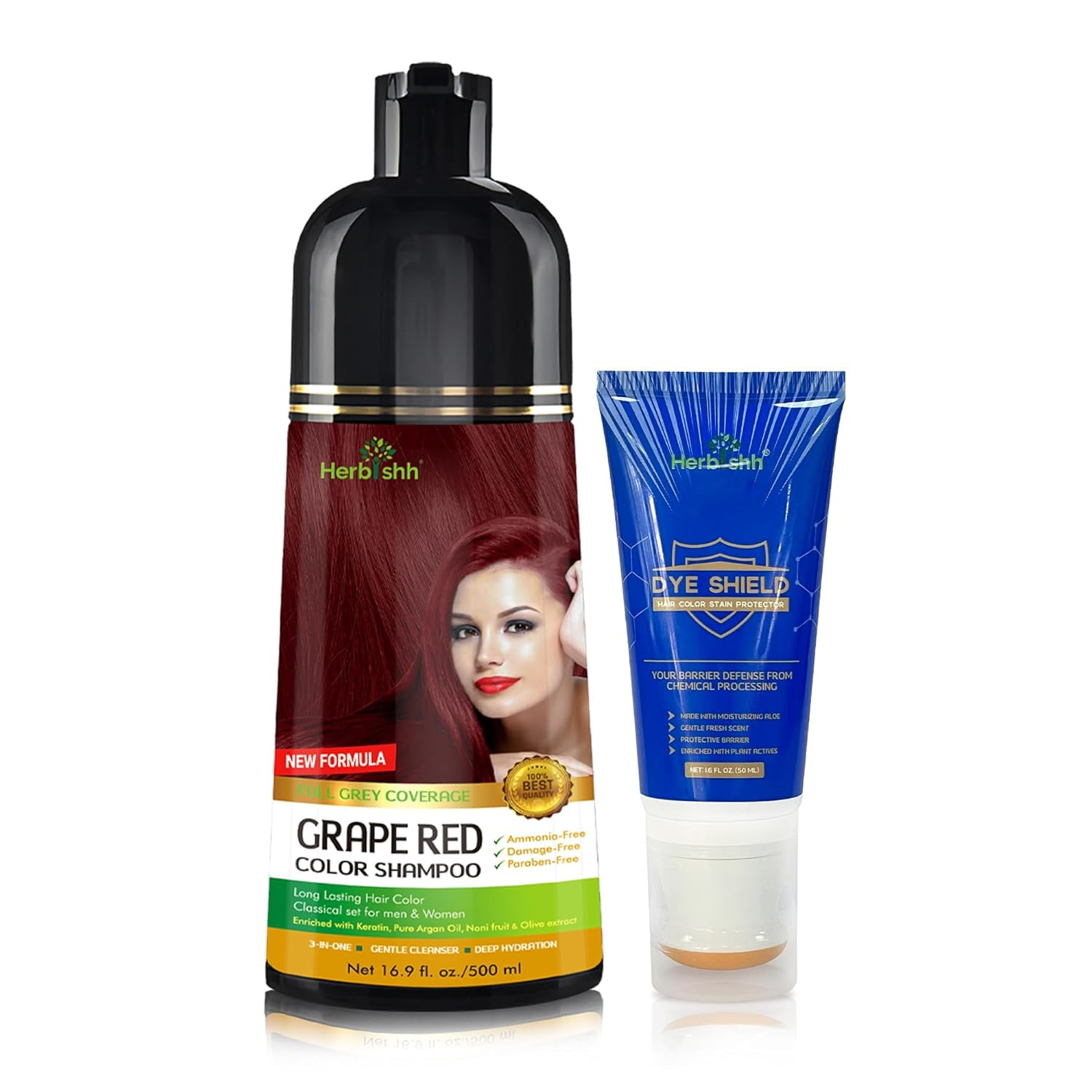 Herbishh Combo Hair Color Shampoo Purple 500ml for Gray Hair + Hair ...